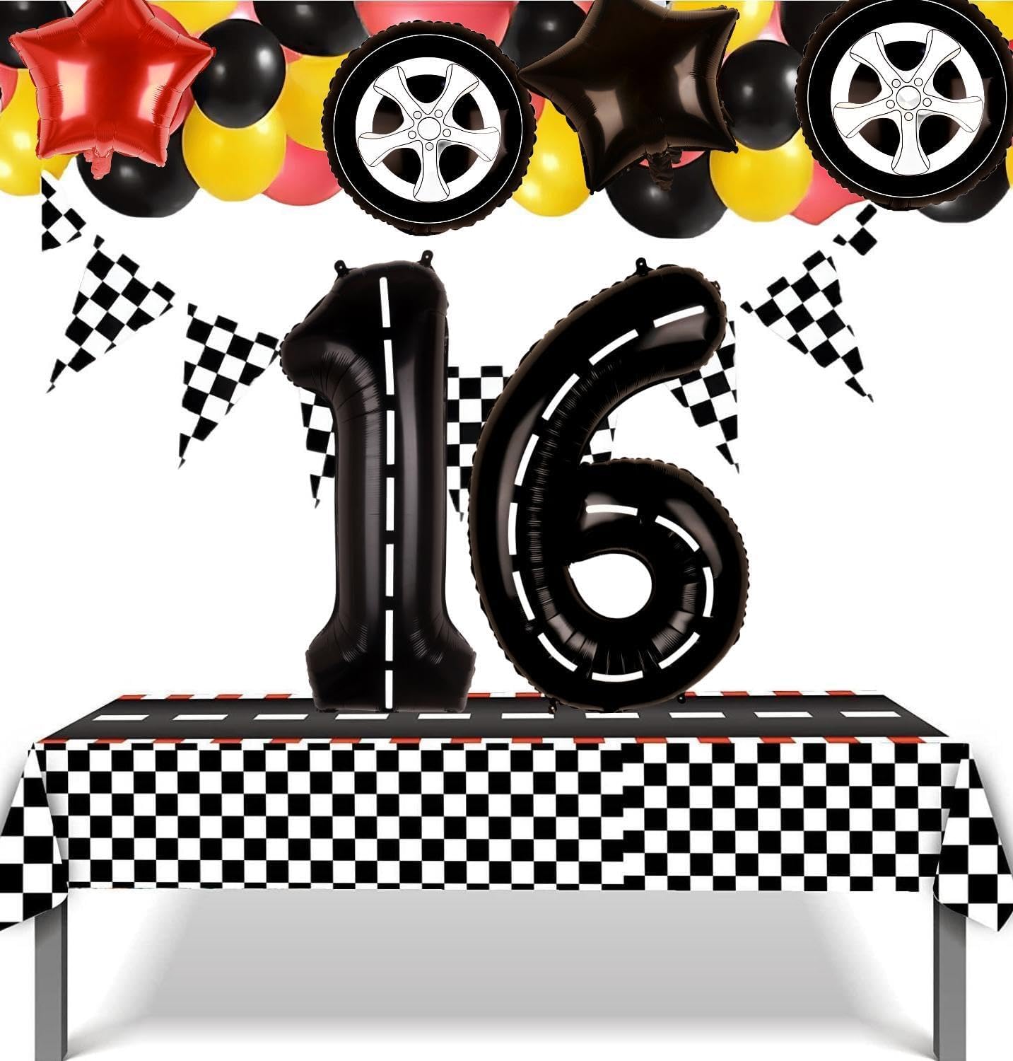 Globos de neumáticos de auto de carreras, globos de carreras número 16 ...
