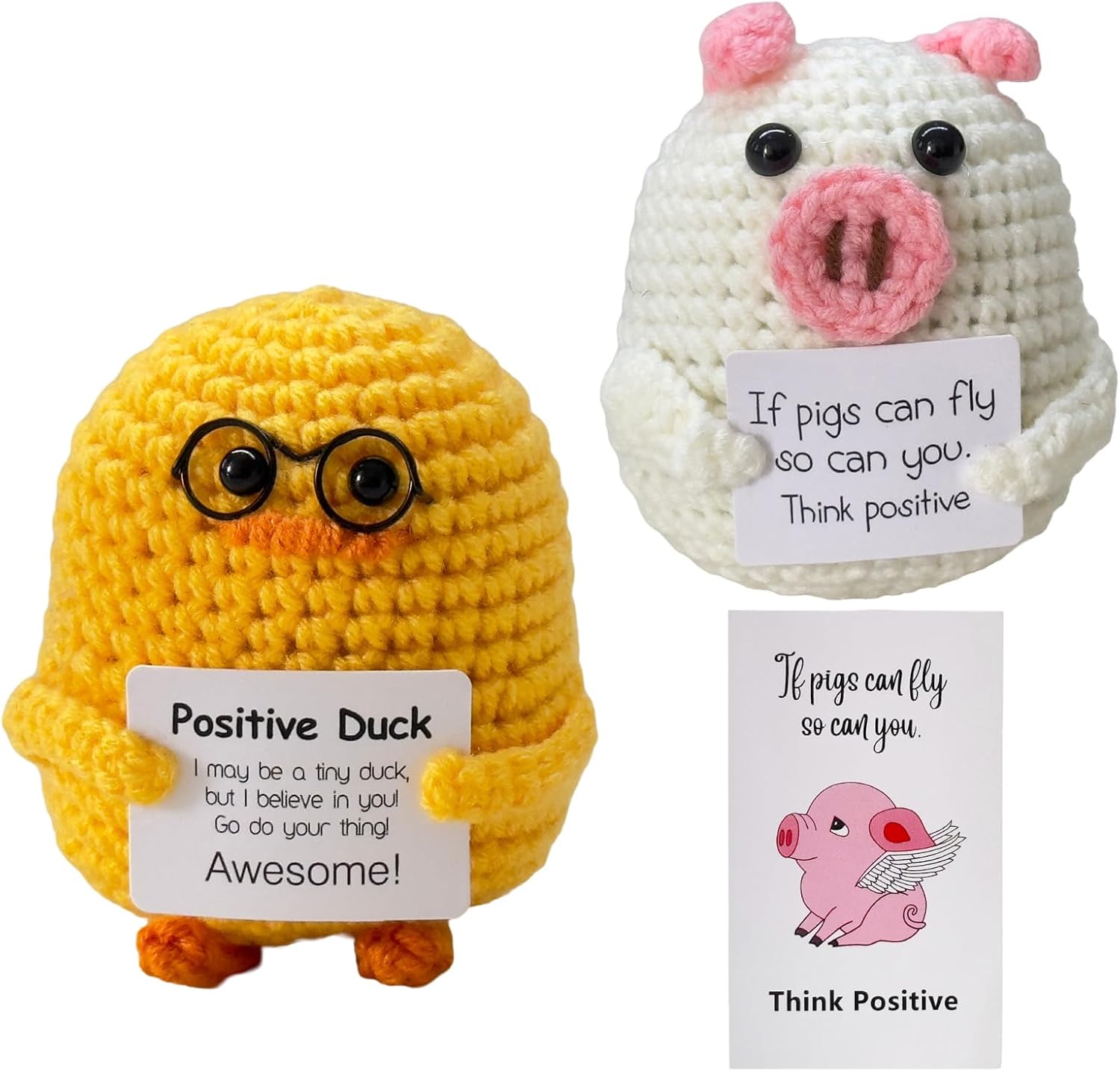 Amazon.com: jvehgud 2pcs Handmade Crochet Animal Plush, Funny Emotional ...