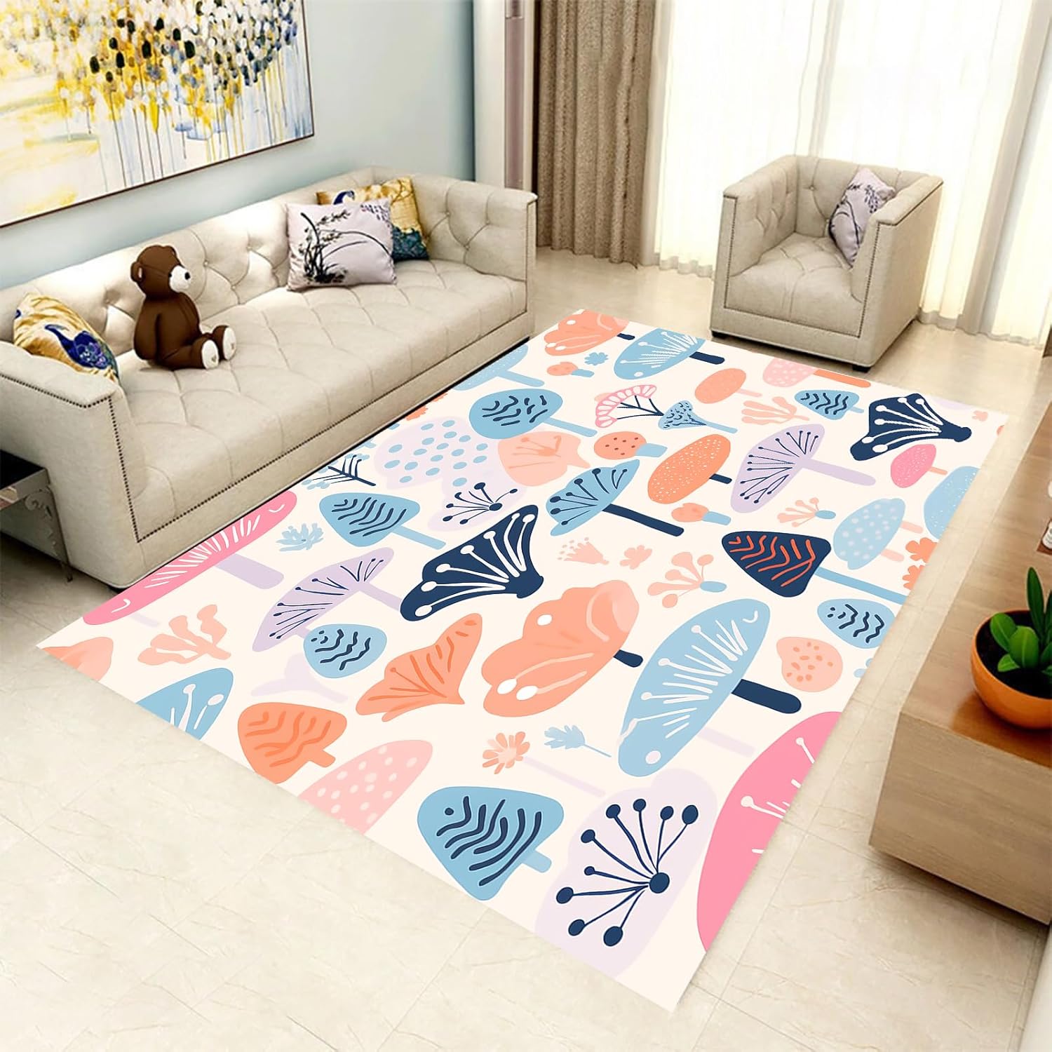 Amazon.com: POSLAB Aesthetics Mushroom Area Rugs for Bedroom Living ...