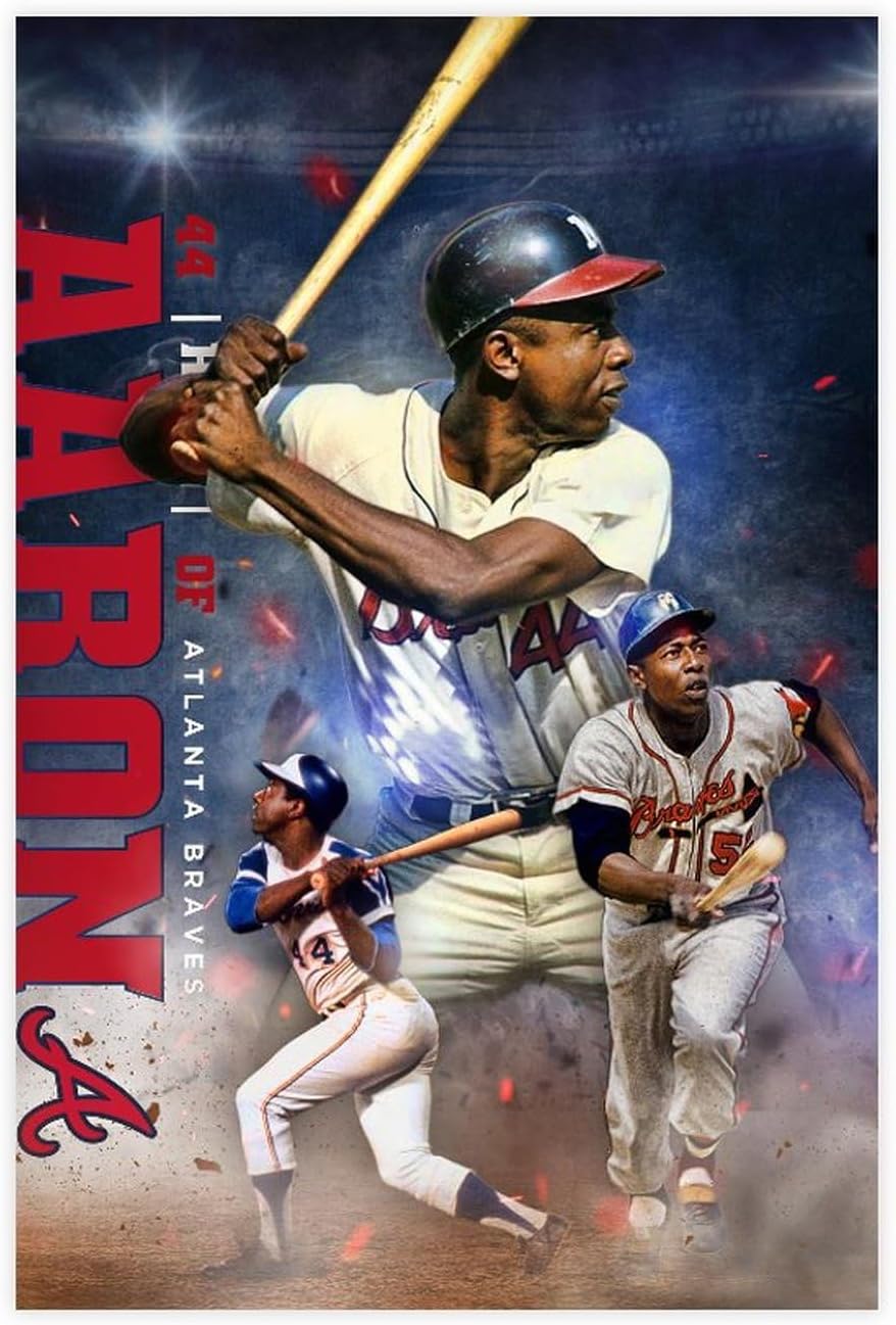 Amazon.com: McBean Hank Aaron Baseball Player Poster1 Canvas Art ...