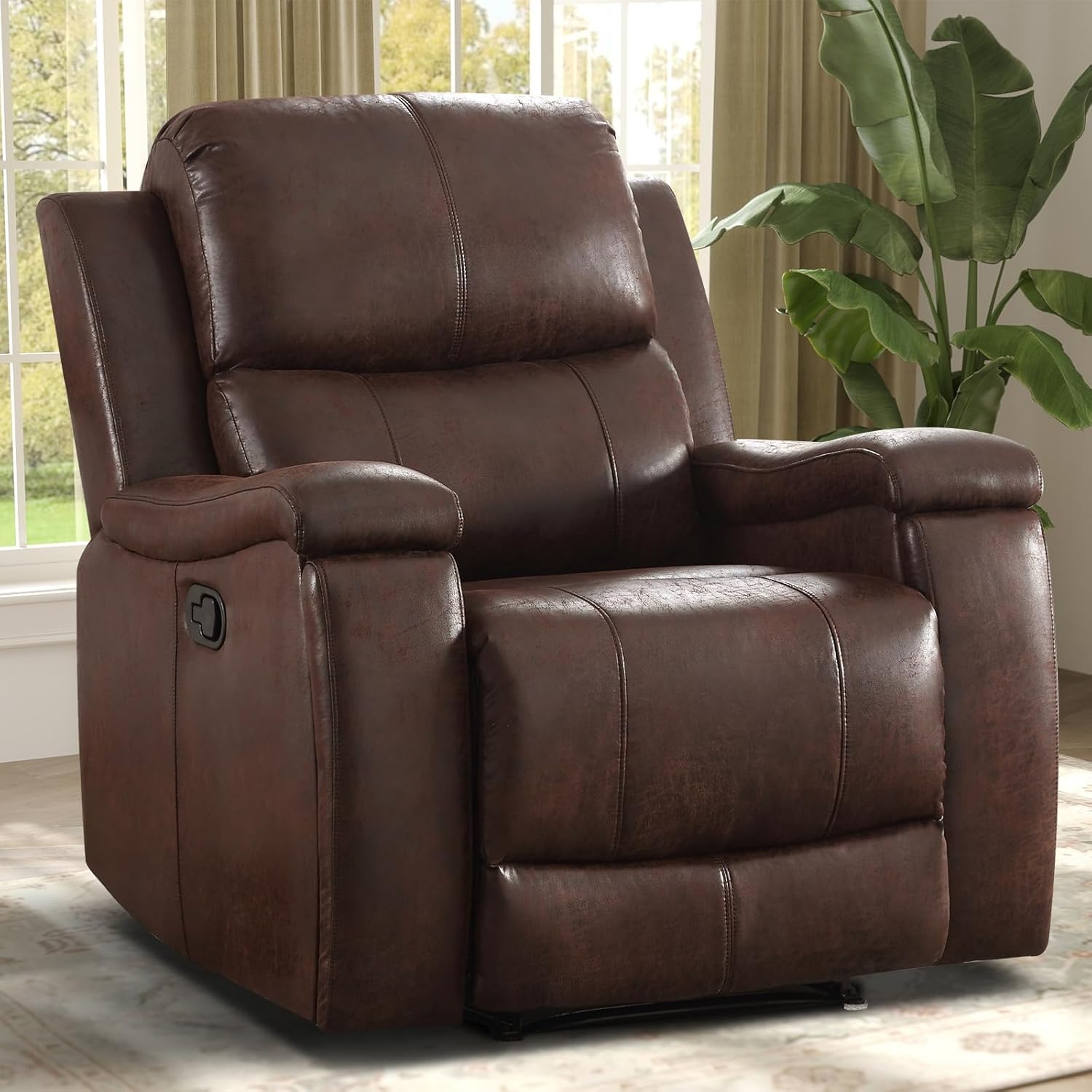 Amazon.com: IOMOR Leather Recliner Chair, Manual Recliner Chair for ...