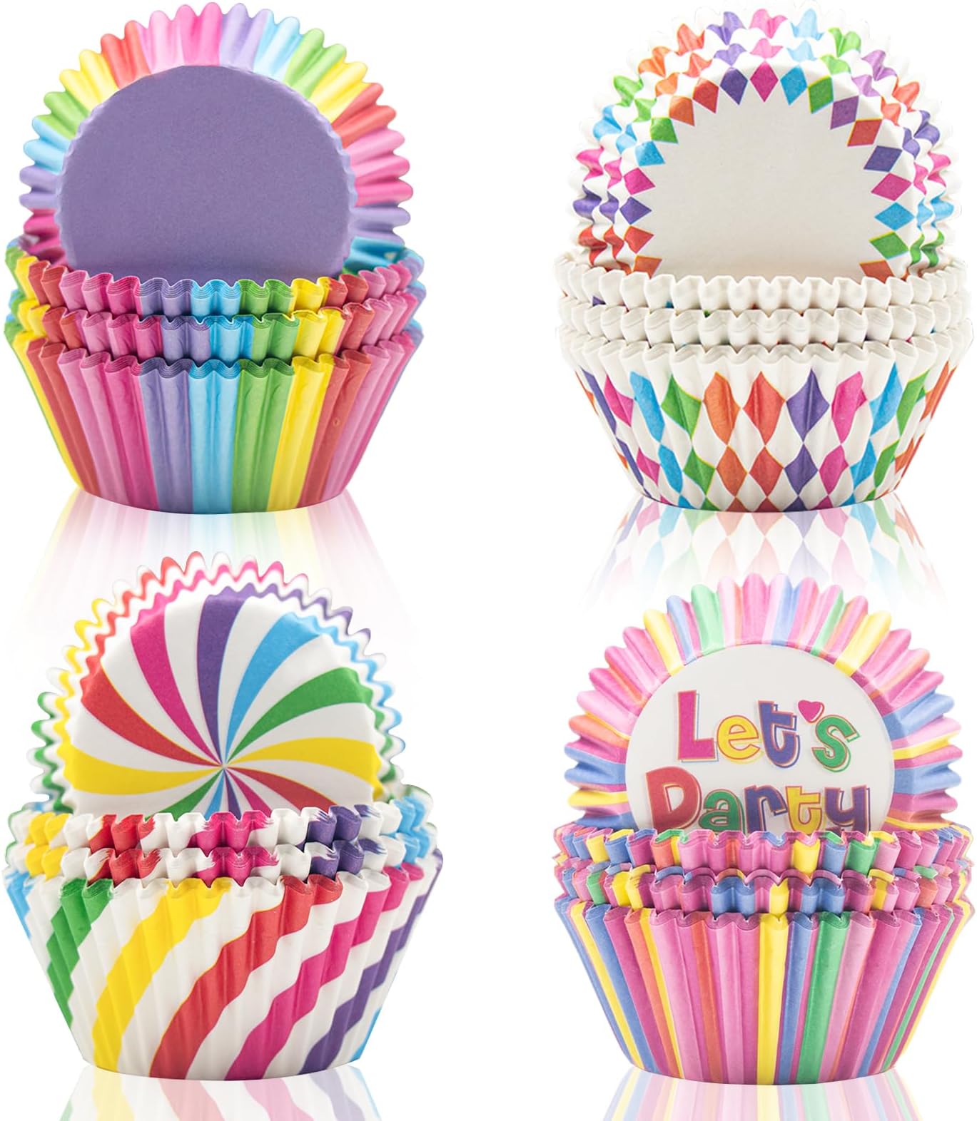 Amazon.com: ELANE 400 Pieces Rainbow Mini Cupcake Liner,Rainbow Cupcake ...