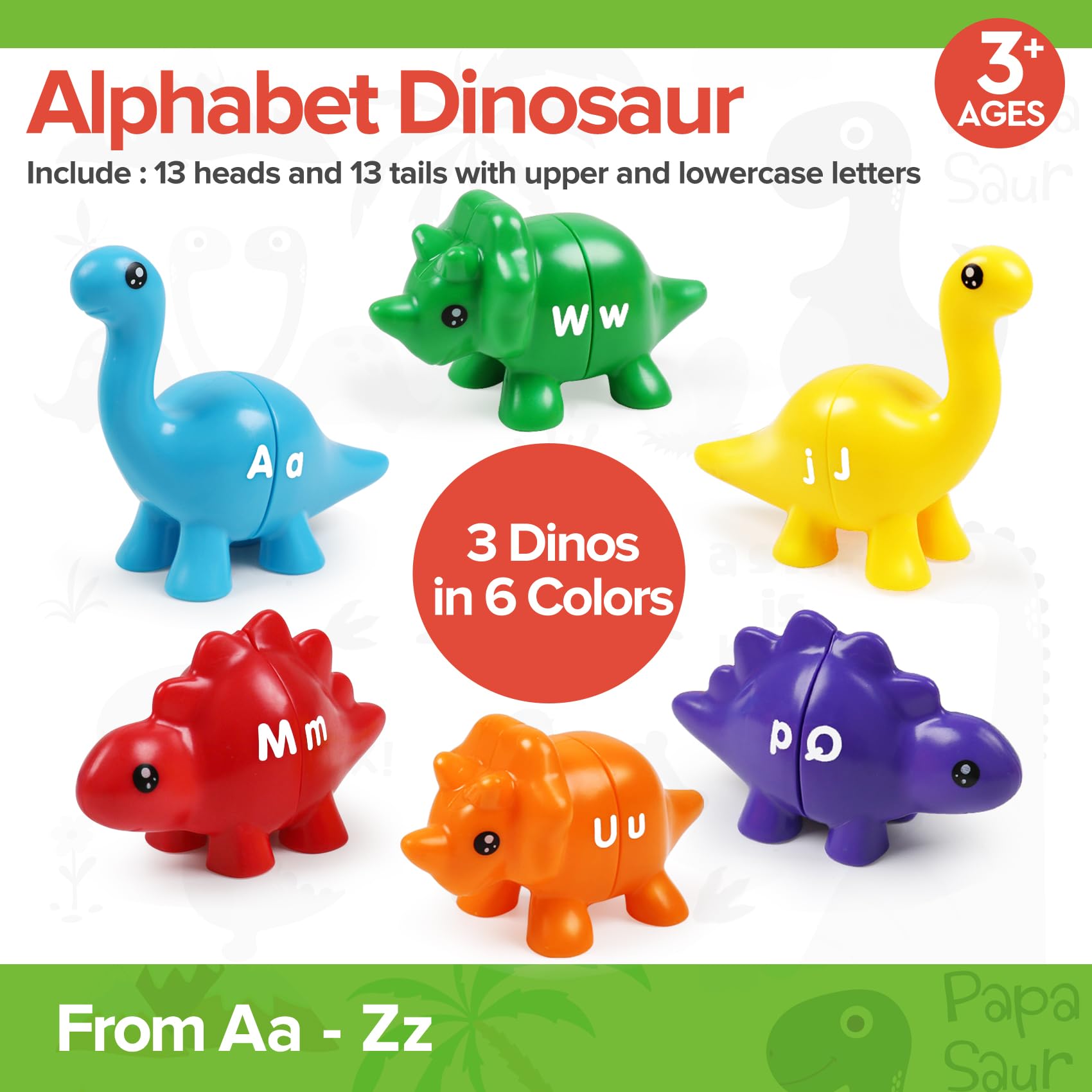 Snapklik.com : Kizh Matching Dinosaur Toys,Double-Sided Alphabet ...