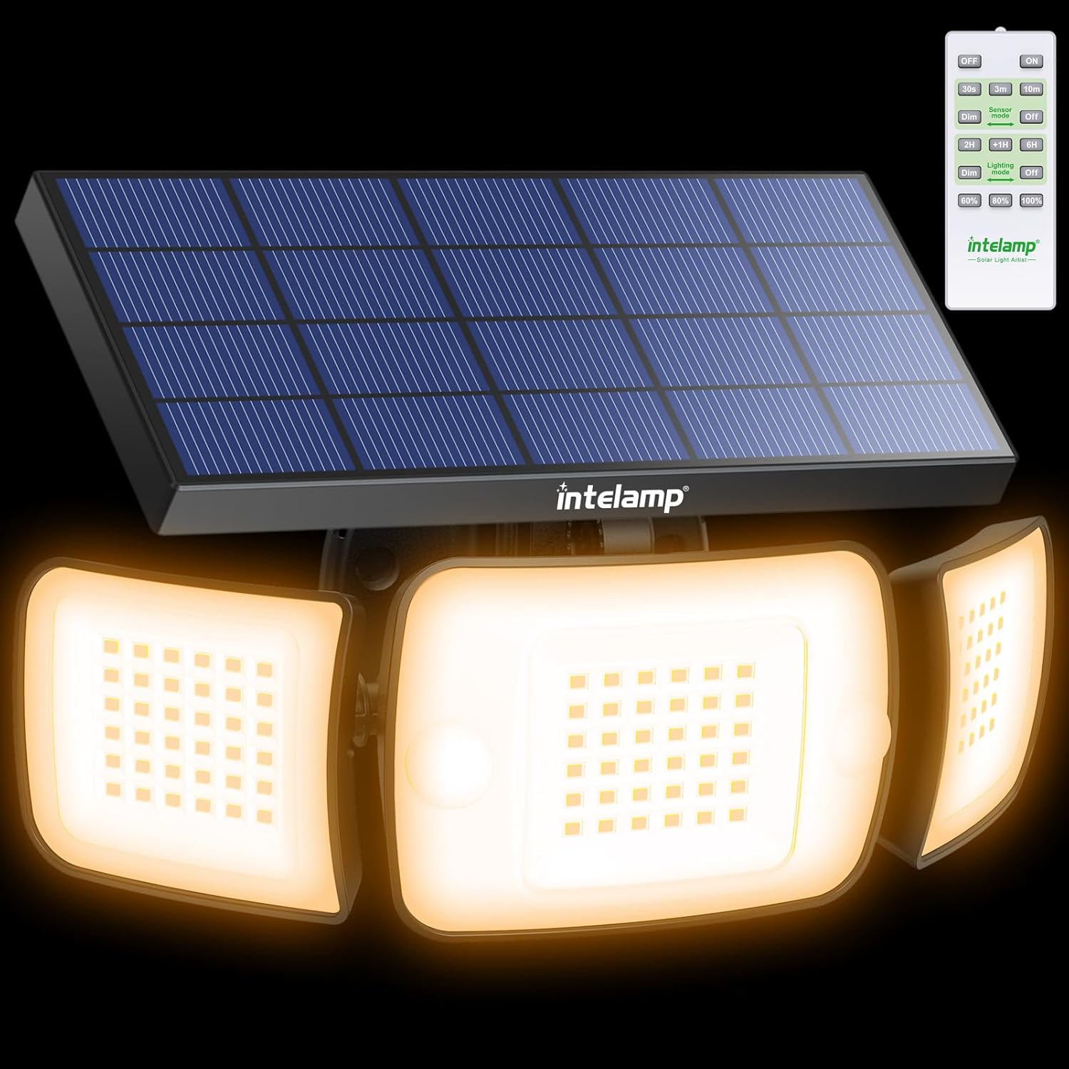 intelamp Solar Flood Lights Outdoor Motion Sensor with Remote Control ...