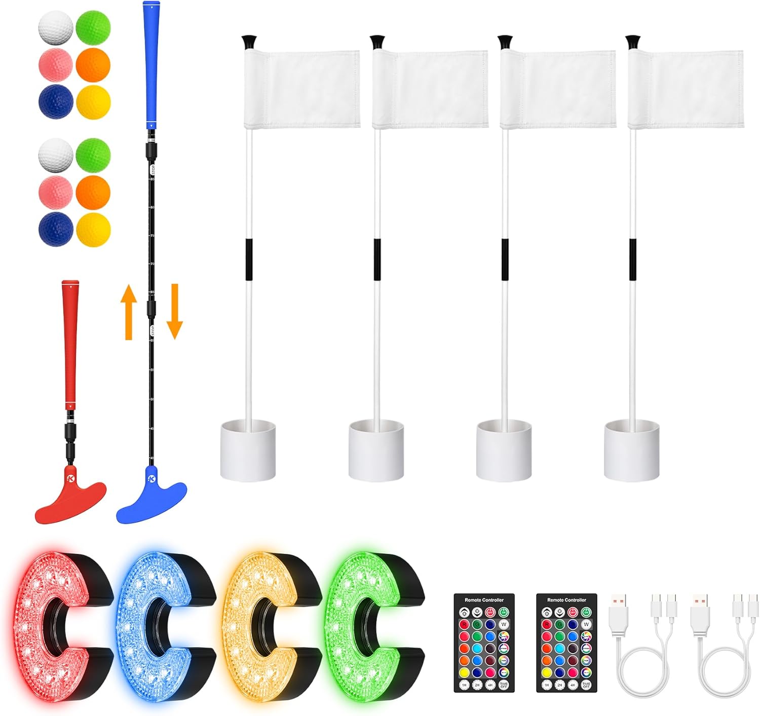 Amazon.com : KINGTOP Mini Golf Flagstick with Rechargeable RGB Hole ...