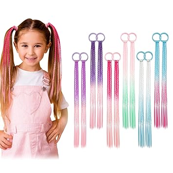 Amazon.com : Dreamlover Colored Hair Extensions for Kids, Braided ...