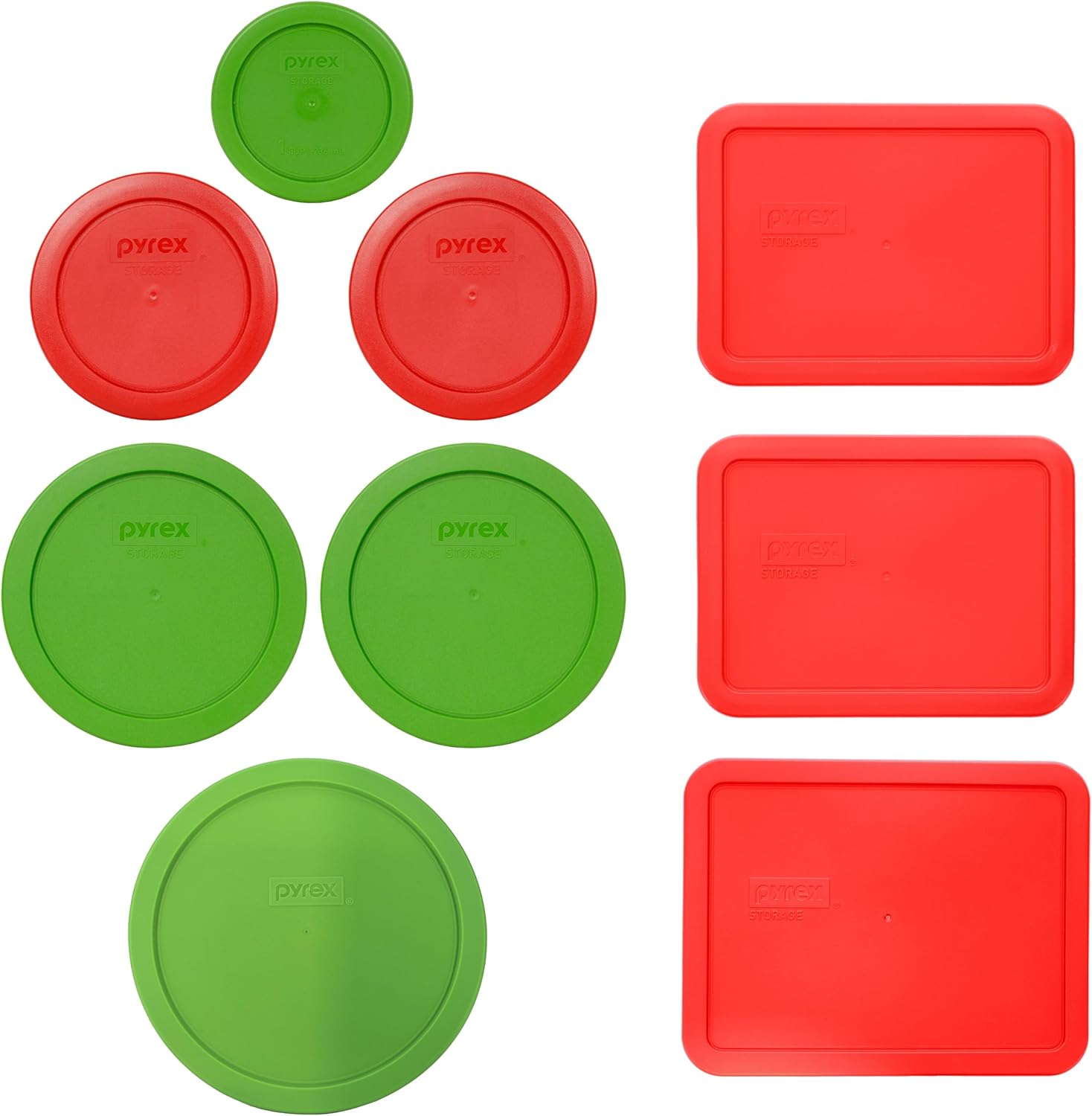 Amazon.com: Pyrex 9-Piece Christmas Storage Lids Bundle in 1, 2, 3, 4 ...