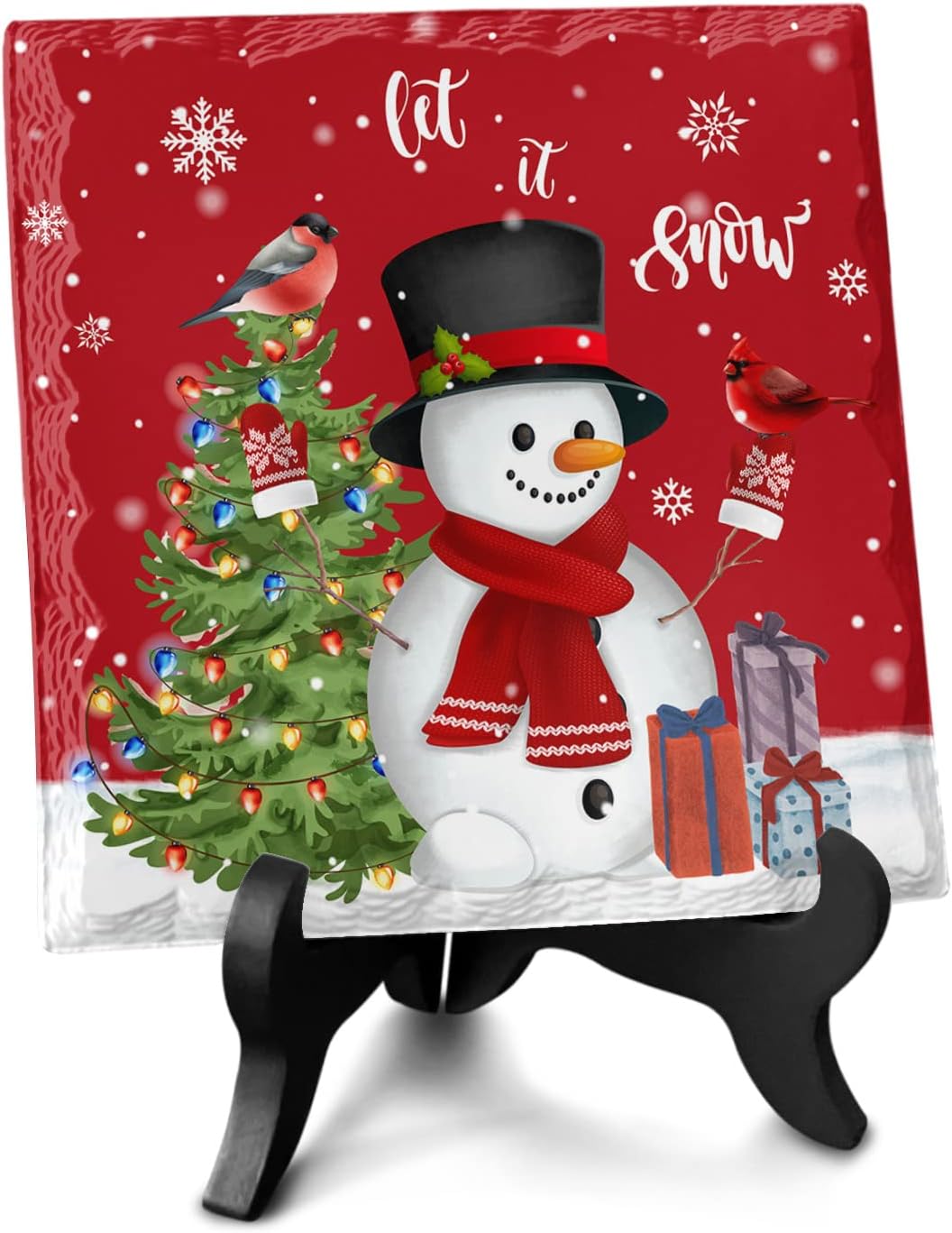 Amazon.com: Custom Plaques with Wooden Easel, Merry Christmas Snowman ...