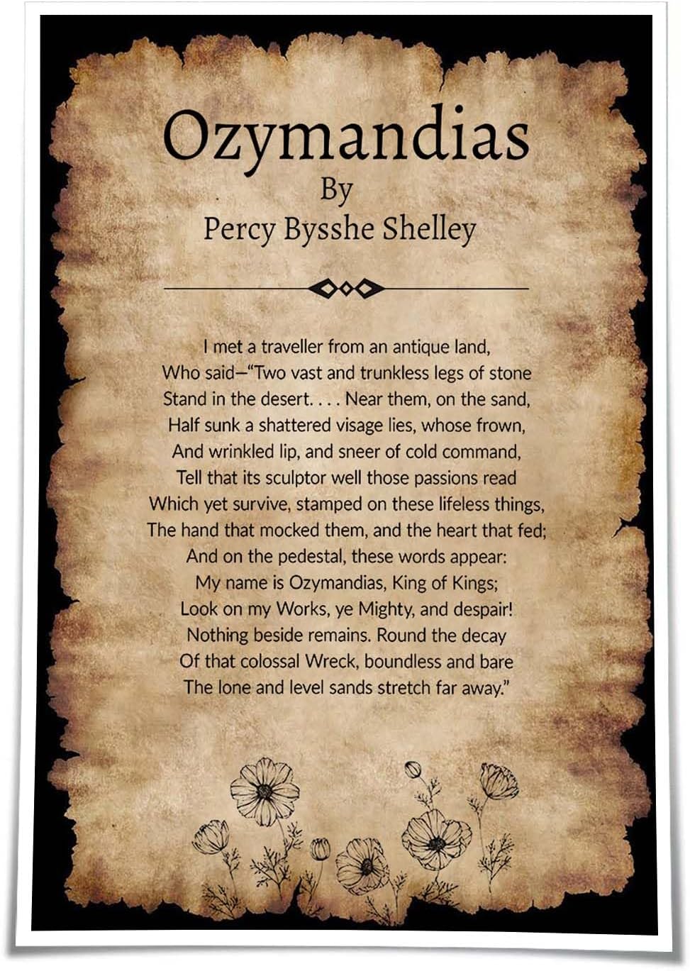 Amazon.com: Jelyfisg Ozymandias Poem Wall Art Vintage Poetry Poster ...