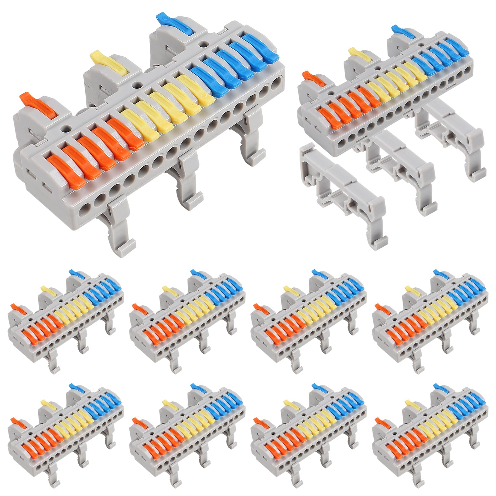 Snapklik.com : AITRIP 10PCS DIN Rail Terminal Blocks 28-12AWG Quick ...