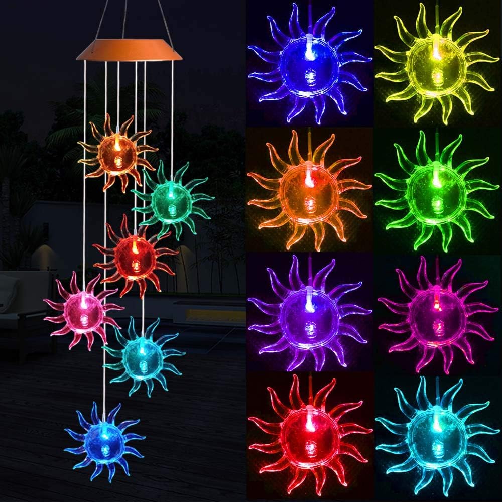 Amazon.com : ME9UE Solar Sunflowers Wind Chimes, Outdoor Waterproof ...