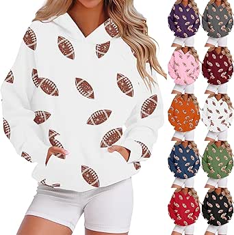 Amazon.com: Football Sweatshirts for Women Game Day Comfort Fleece ...