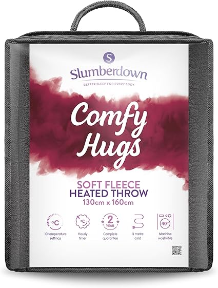 Slumberdown Comfy Heated Throw Blanket (130×160cm) - Snuggly Fleece ...