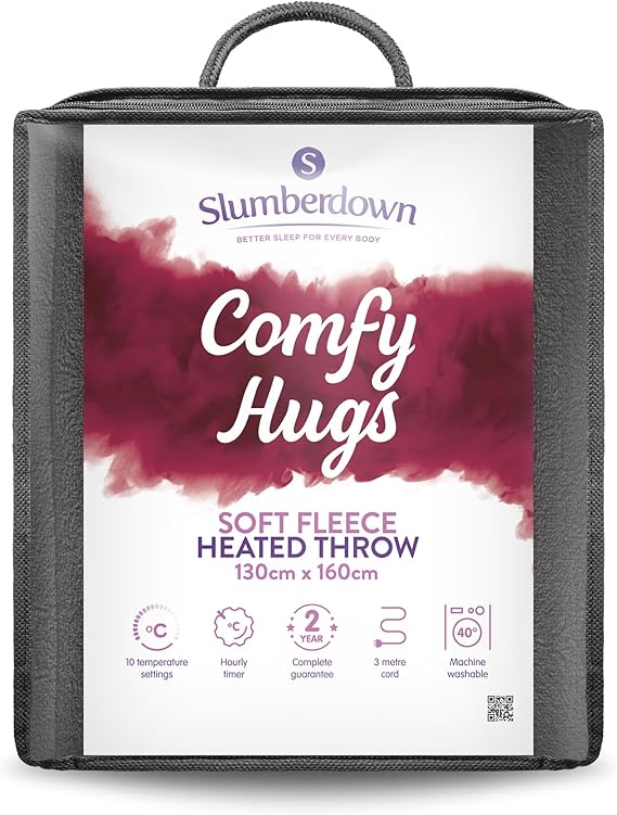 Slumberdown Comfy Heated Throw Blanket (130×160cm) - Snuggly Fleece ...