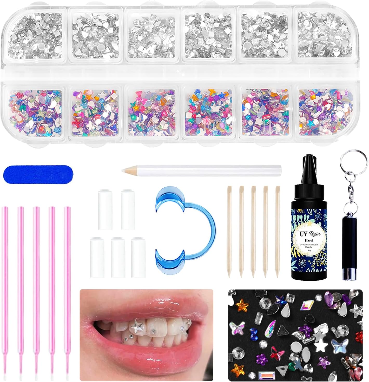 Amazon.com: Duoduobuy 1800Pcs Gems Kit, DIY Fashionable Crystals ...