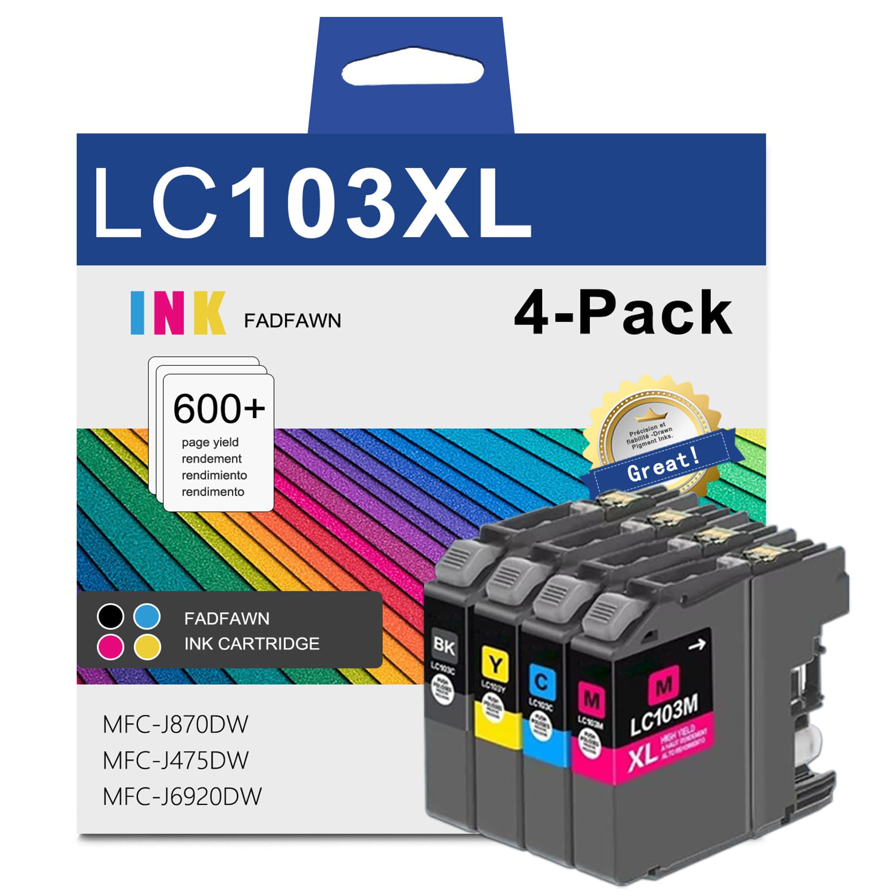 Amazon.com: LC103XL High Yield Ink Cartridges (BK/C/M/Y, 4-Pack ...