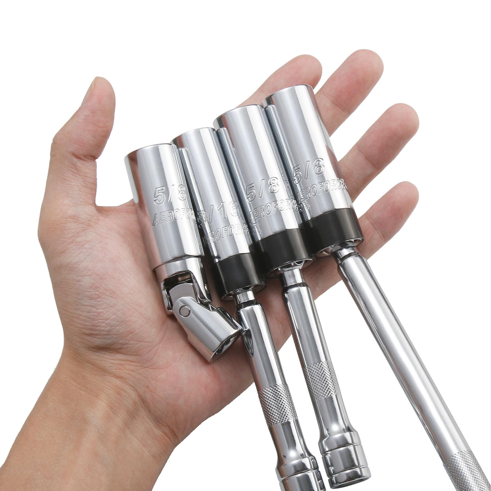 AEROFORCE 4PC Swivel Magnetic Spark Plug Socket Set, 5/8-inch, 9/16 ...