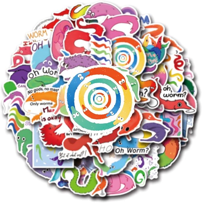 Amazon.com: 55pcs Worm Stickers for Kids, Cute Gummy Worm Stickers ...