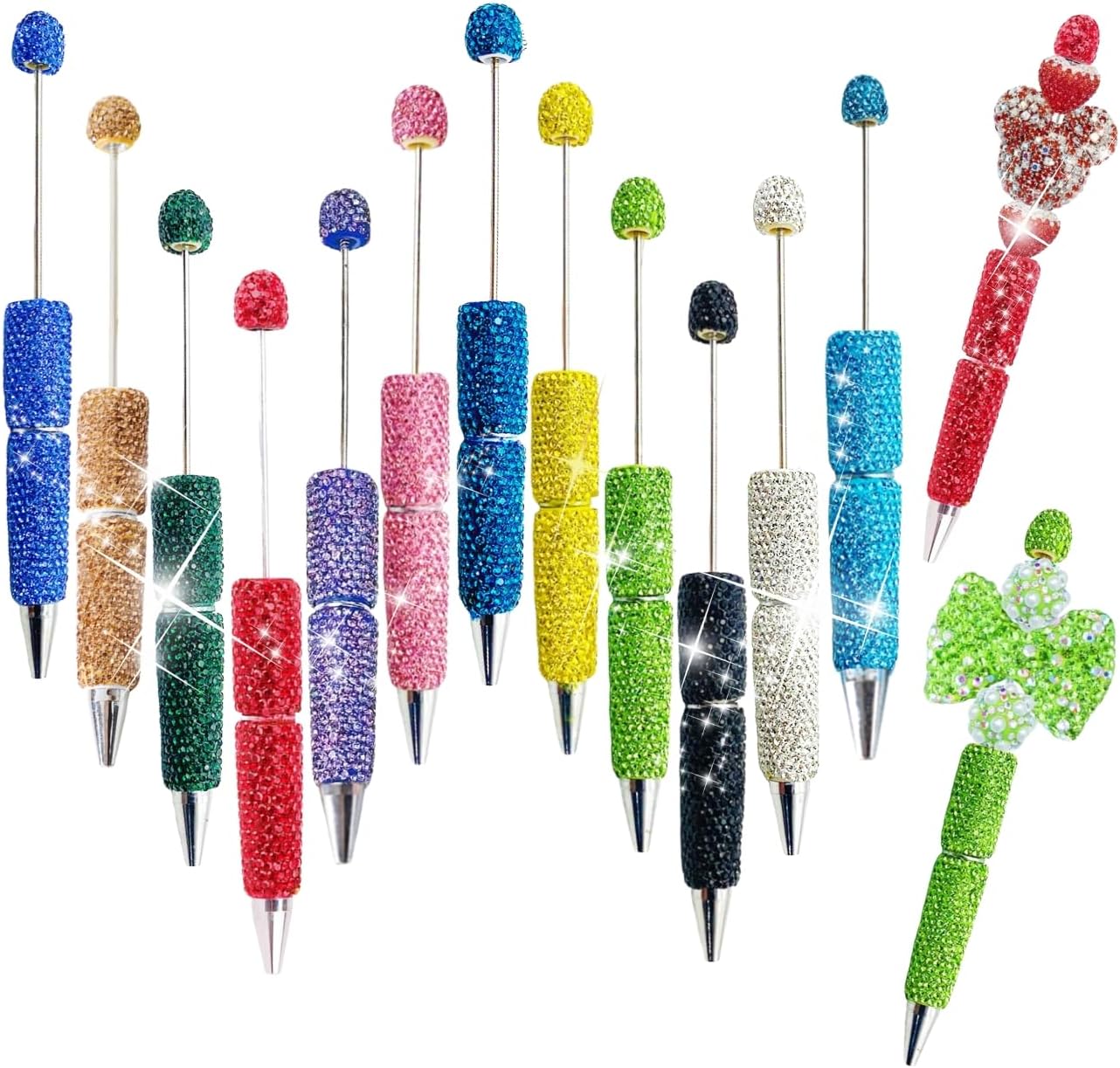 Amazon.com: KUNHEHO 12Pcs Glitter Beadable Pens Full Rhinestone Fancy ...