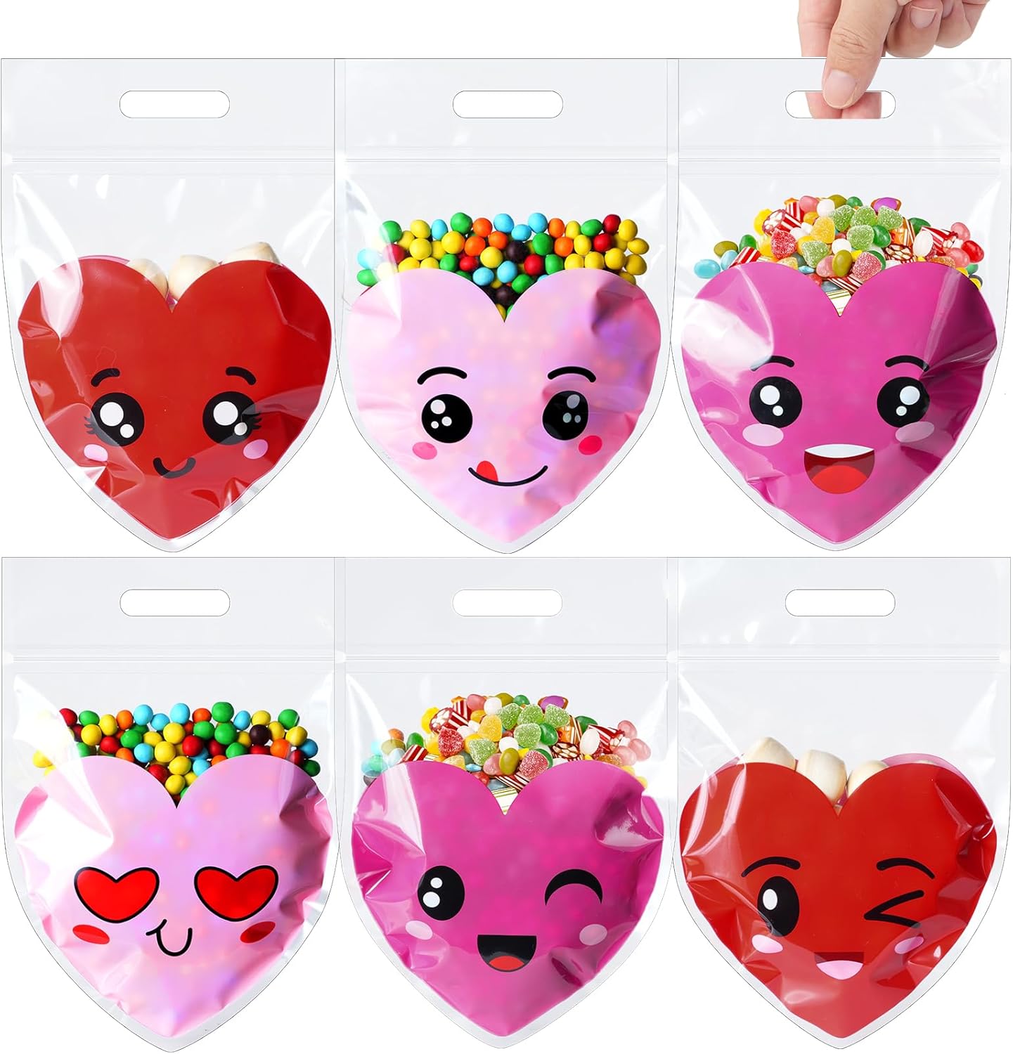 Amazon.com: Hallswl 60pcs Valentine's Day Plastic Resealable Gift Bag ...
