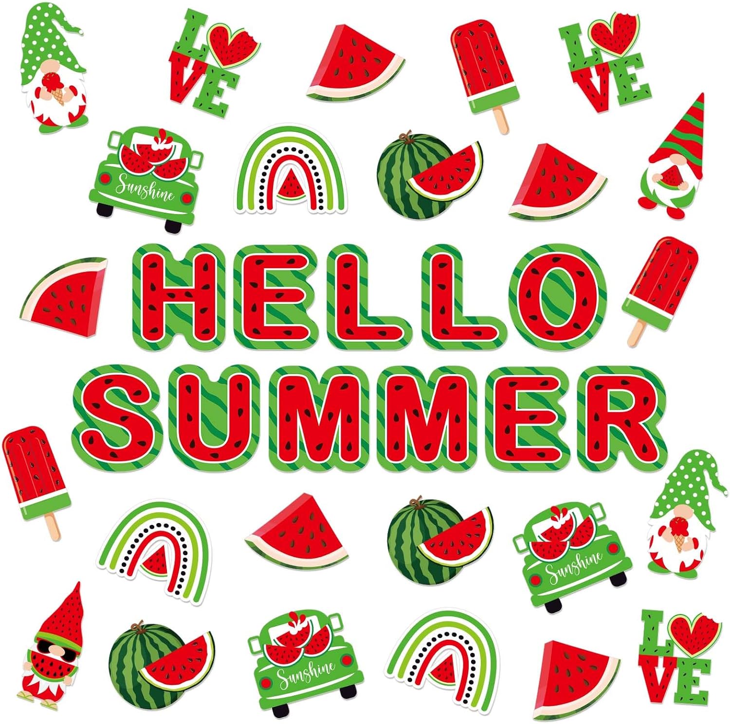 Amazon.com: JarThenaAMCS Hello Summer Bulletin Board Set Watermelon ...