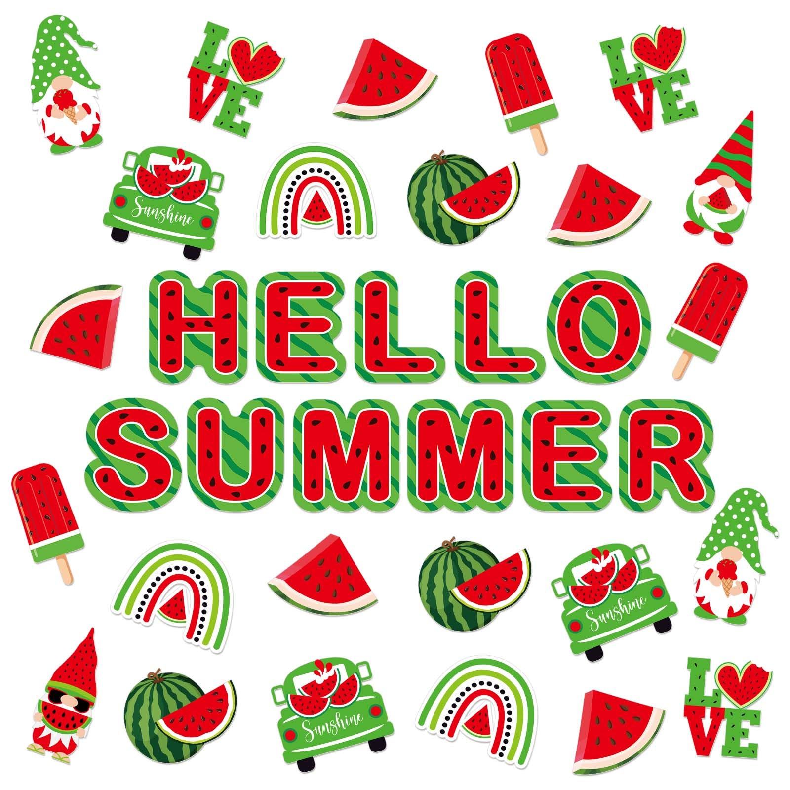 Amazon.com: JarThenaAMCS Hello Summer Bulletin Board Set Watermelon ...