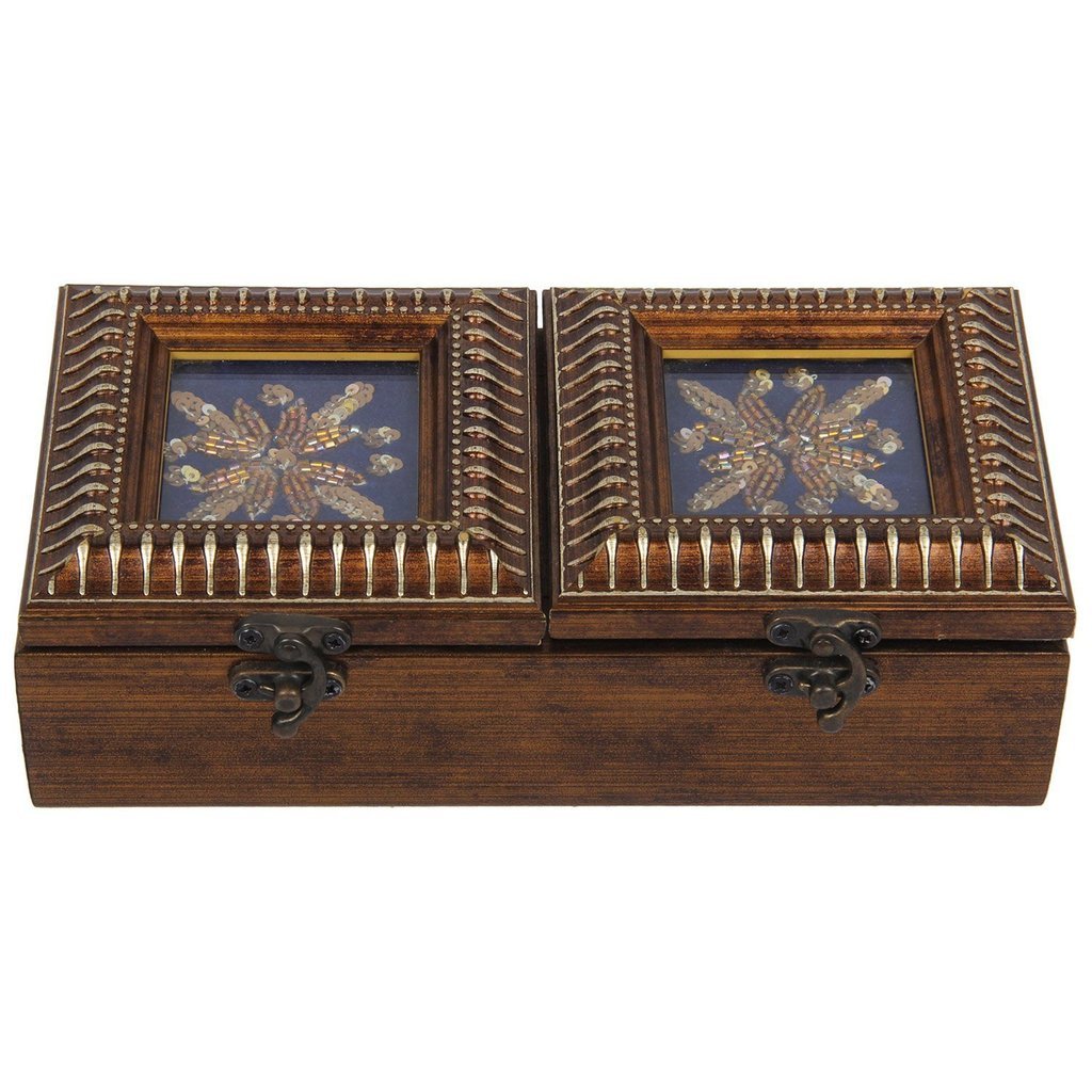 Buy Aaina Embroidery Floral Pattern Handcrafted Design Wooden 2 Supari ...