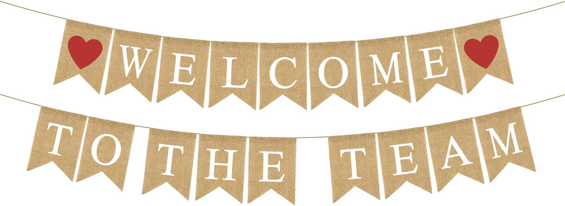 Amazon.com: Vrogadso Burlap Welcome to The Team Banner New Employee ...