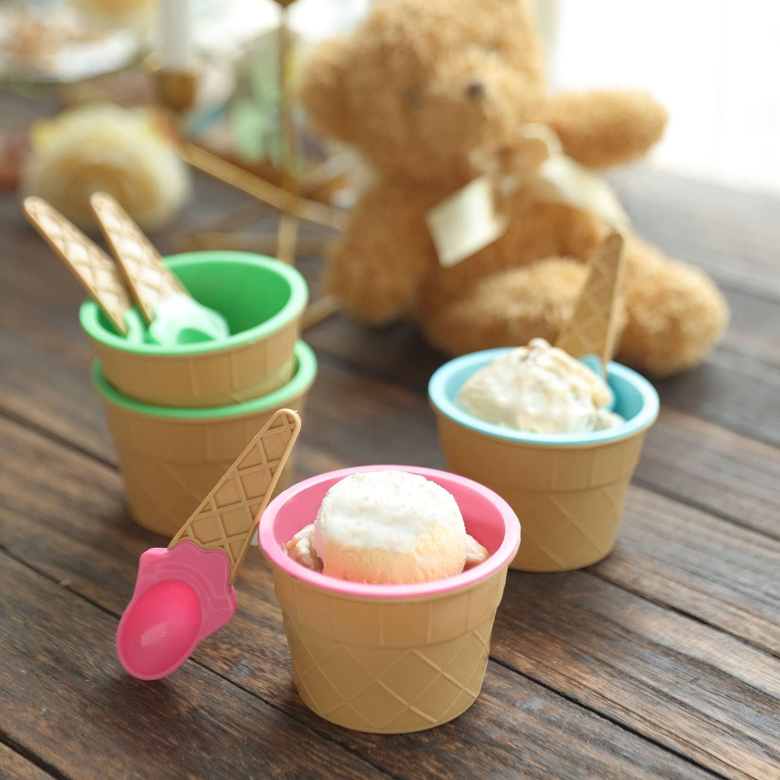 Amazon.com | Dondor Enterprises Plastic Ice Cream Cups with Spoons ...