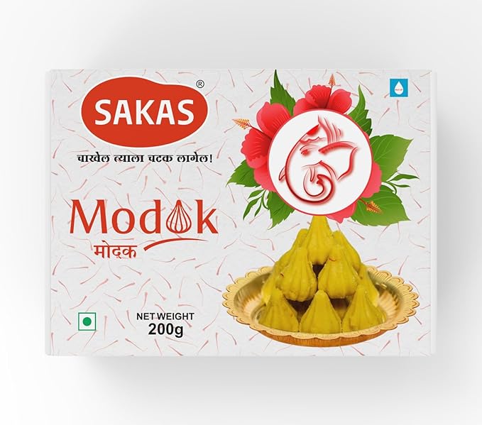 Sakas Traditional Kesar Mawa Modak - 200g | Handcrafted Modak Ladoo ...