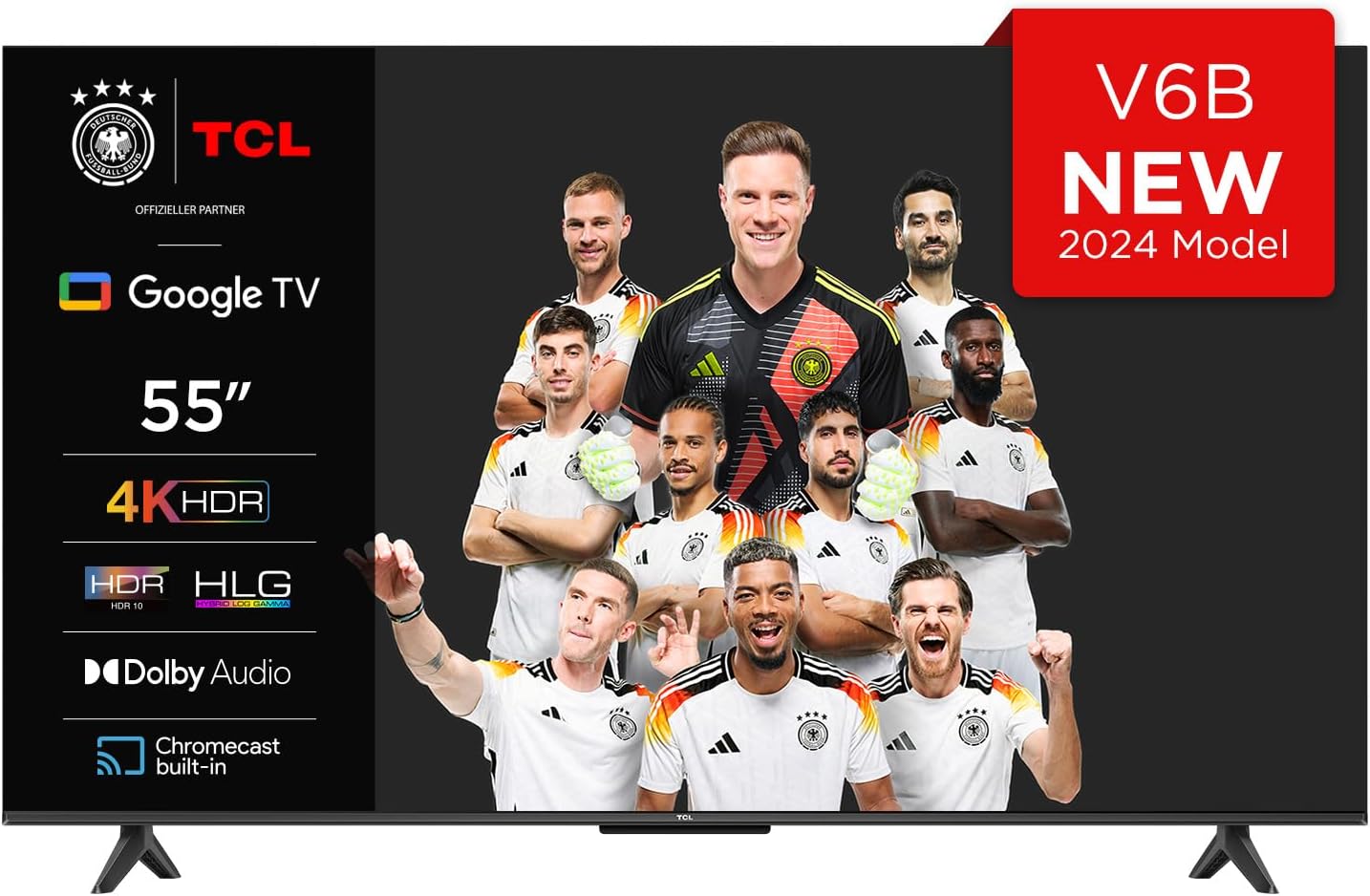 TCL 55V6B 55 Zoll, 4K Ultra HD, HDR TV, Smart TV unterstützt von Google ...