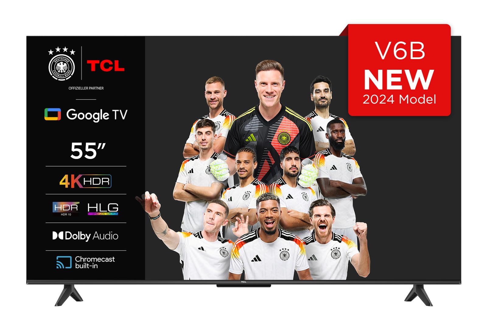 TCL 55V6B 55 Zoll, 4K Ultra HD, HDR TV, Smart TV unterstützt von Google ...