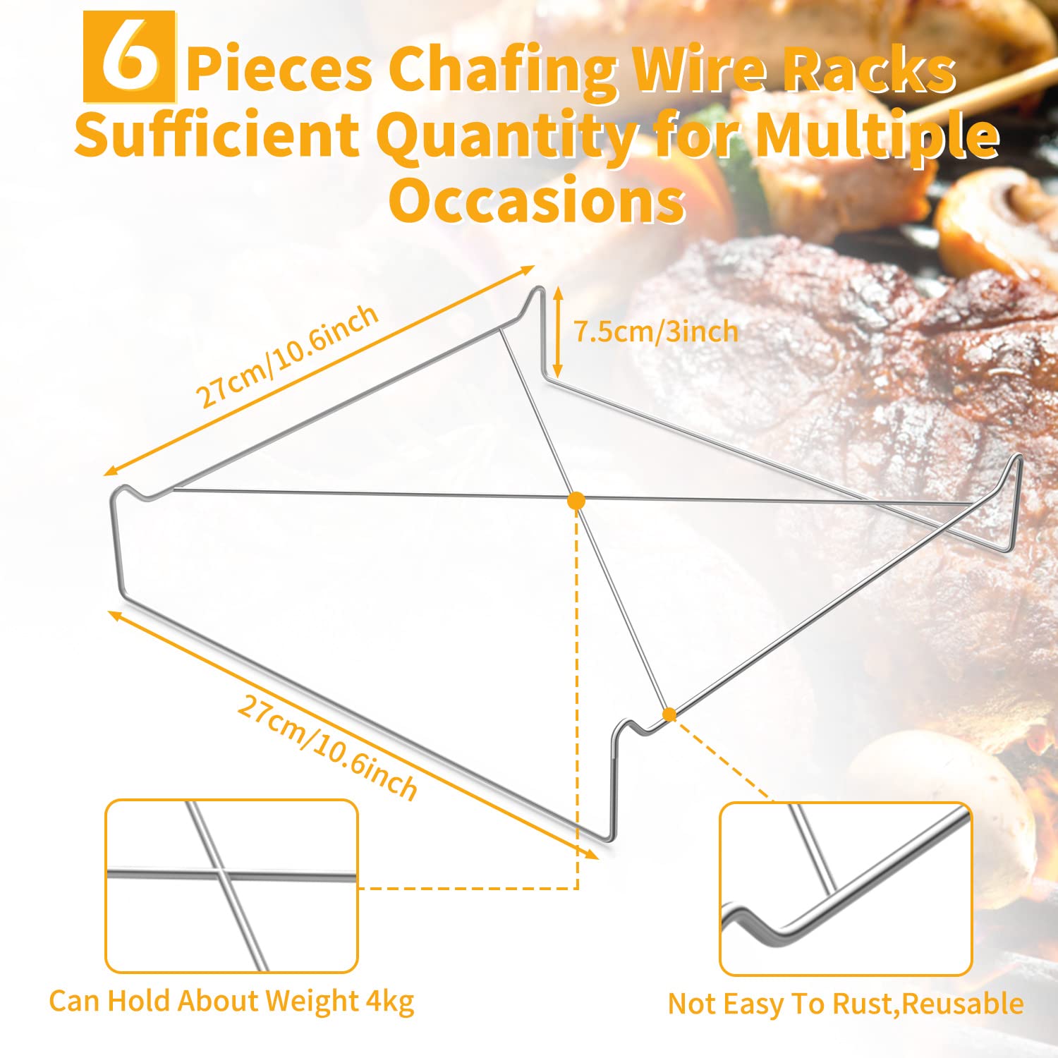 6 Pack Chafing Wire Rack Dishes Buffet Stand Full Size Racks Food ...