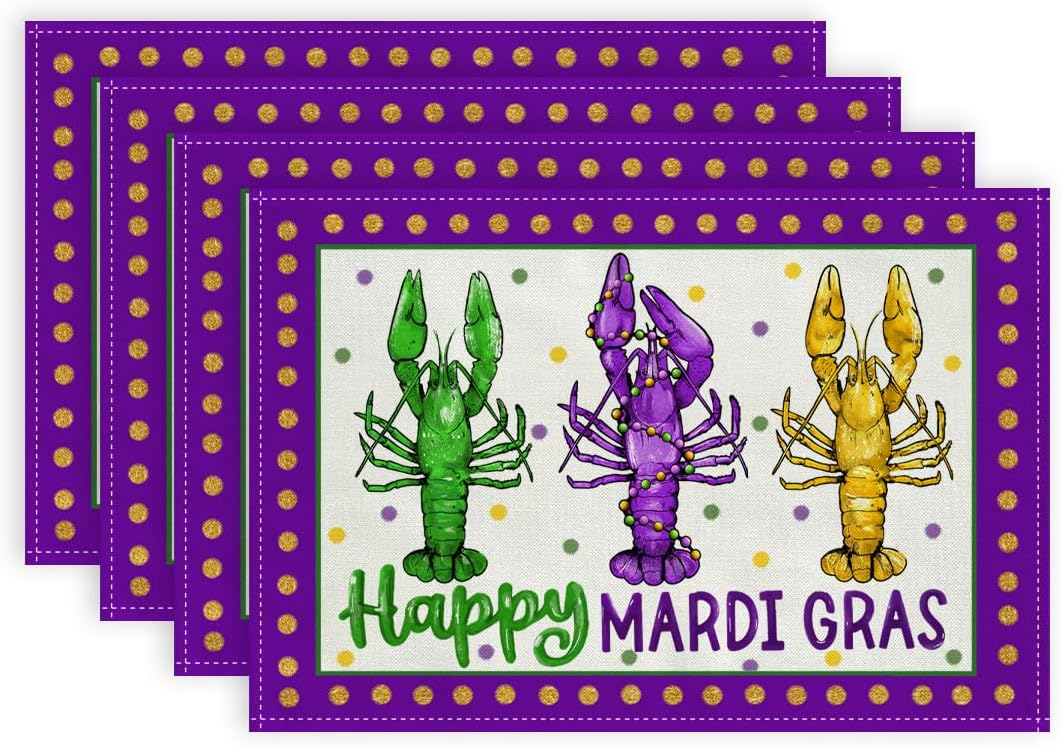 Amazon.com: ARKENY Happy Mardi Gras Placemats 12x18 Inches Set of 4 ...
