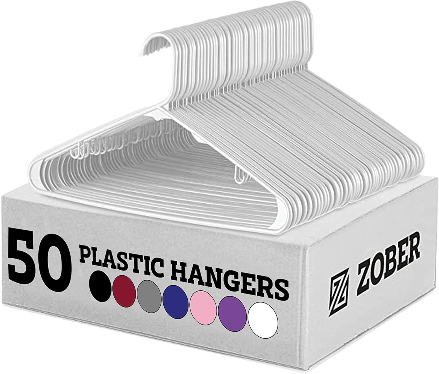 Amazon.com: Zober Plastic Hangers 50 Pack - Standard Set of Clothes ...