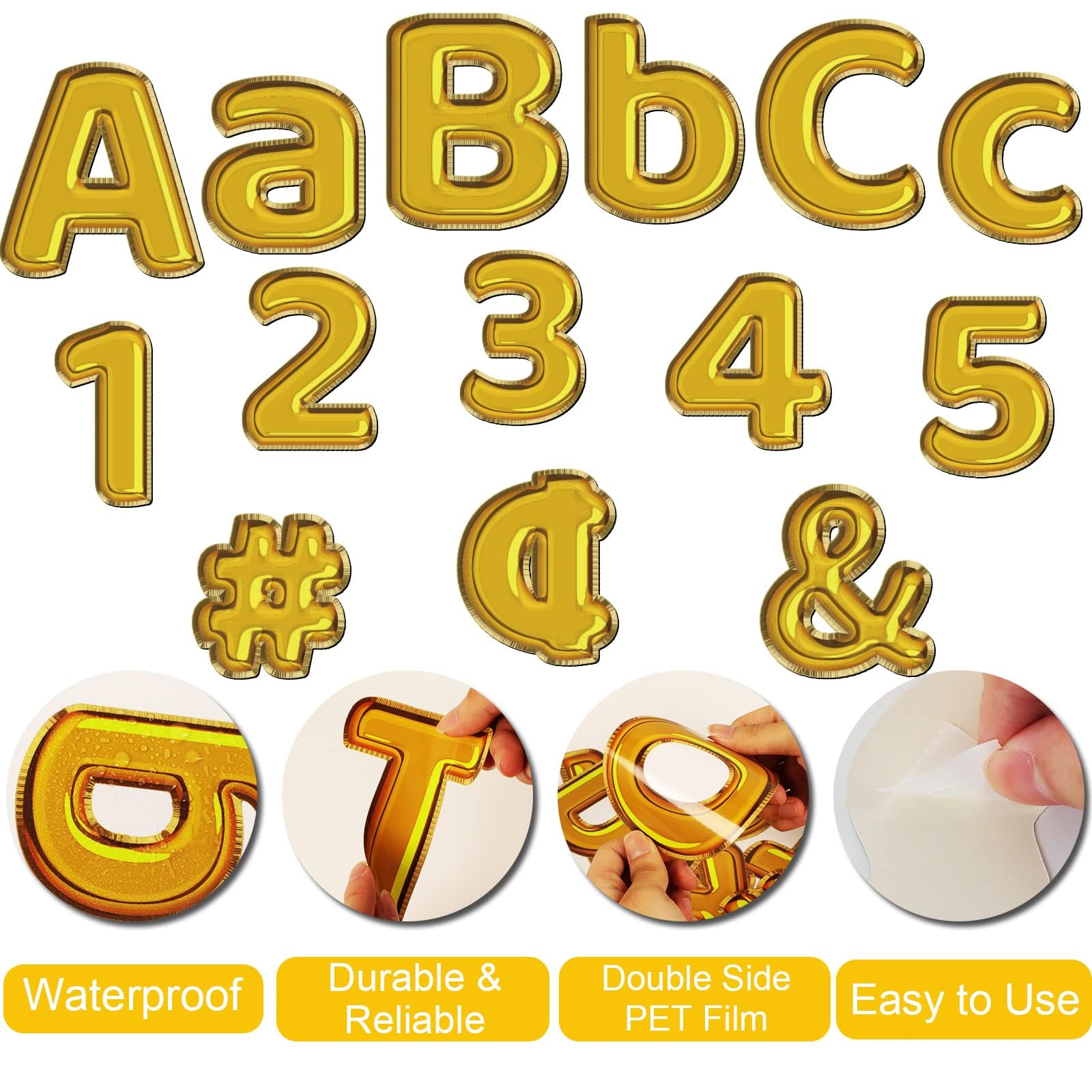 Snapklik.com : 260 Pcs Gold Bulletin Board Letters For Classroom 4 ...
