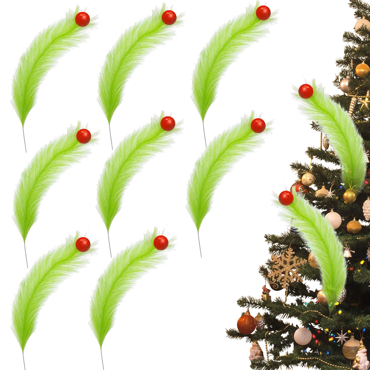 Amazon.com: 8Pcs Green Christmas Tree Topper Decorations - 17'' Curly ...
