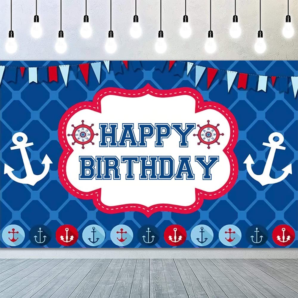 Buy YongFoto 7x5ft Happy Birthday Backdrop Nautical Theme Rudders s ...