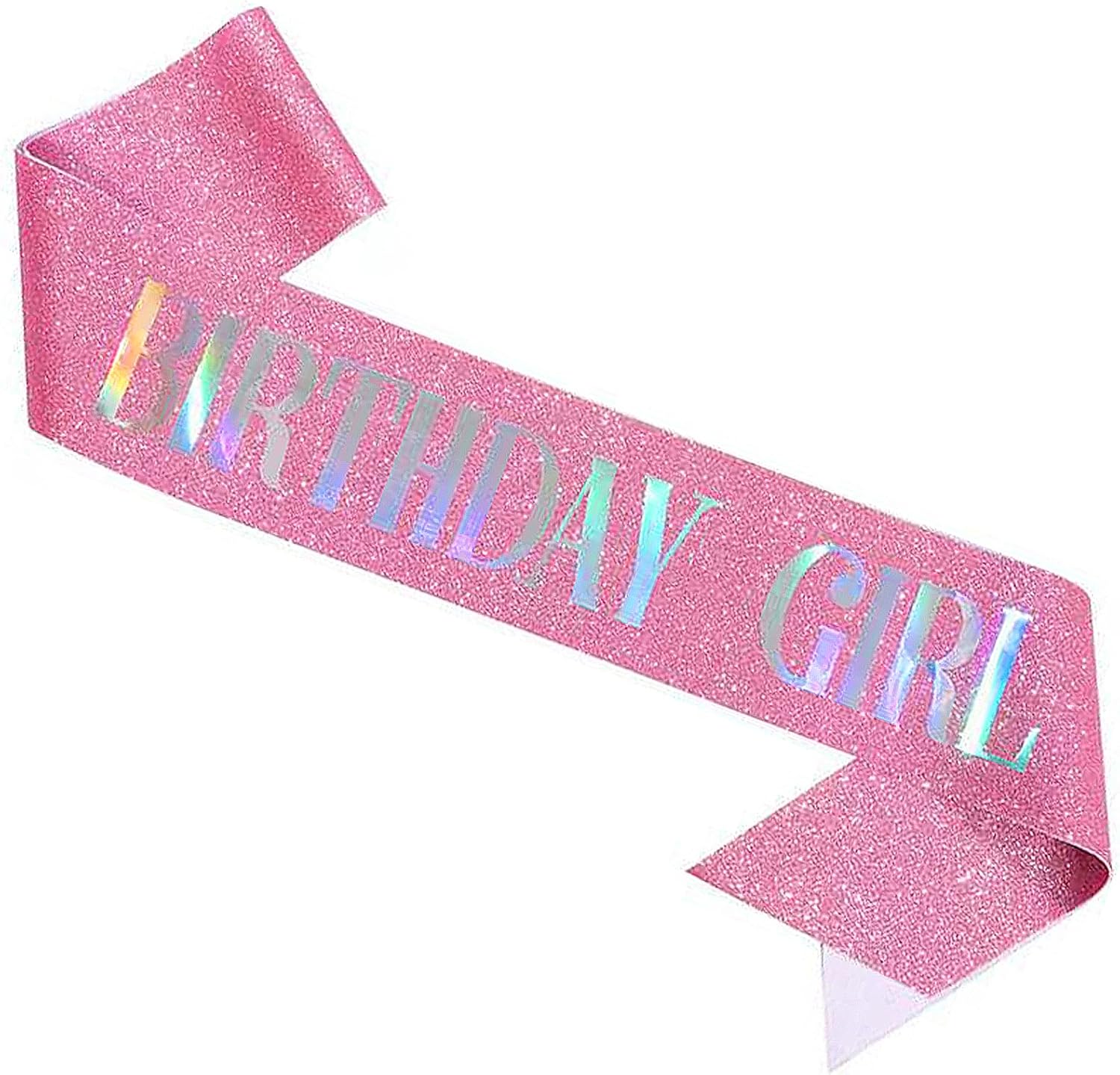 Amazon.com: MUMUNN Birthday Sash Pink, Dazzle Foil Letter Glitter ...