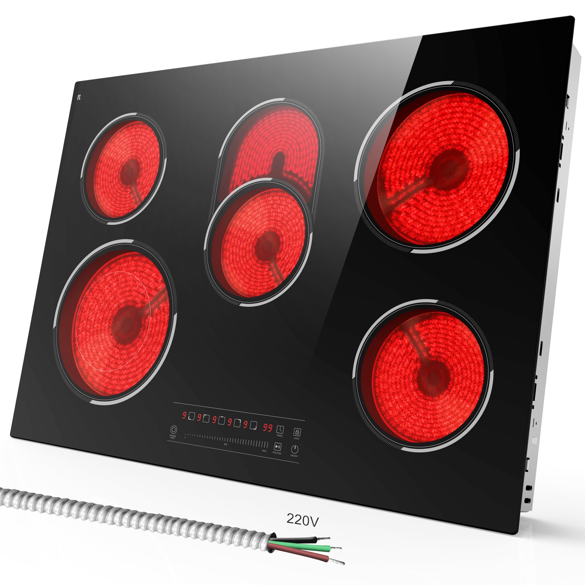 Amazon.com: Traenvir 5 Burner Electric Cooktop, 30 Inch 8400W Built-in ...