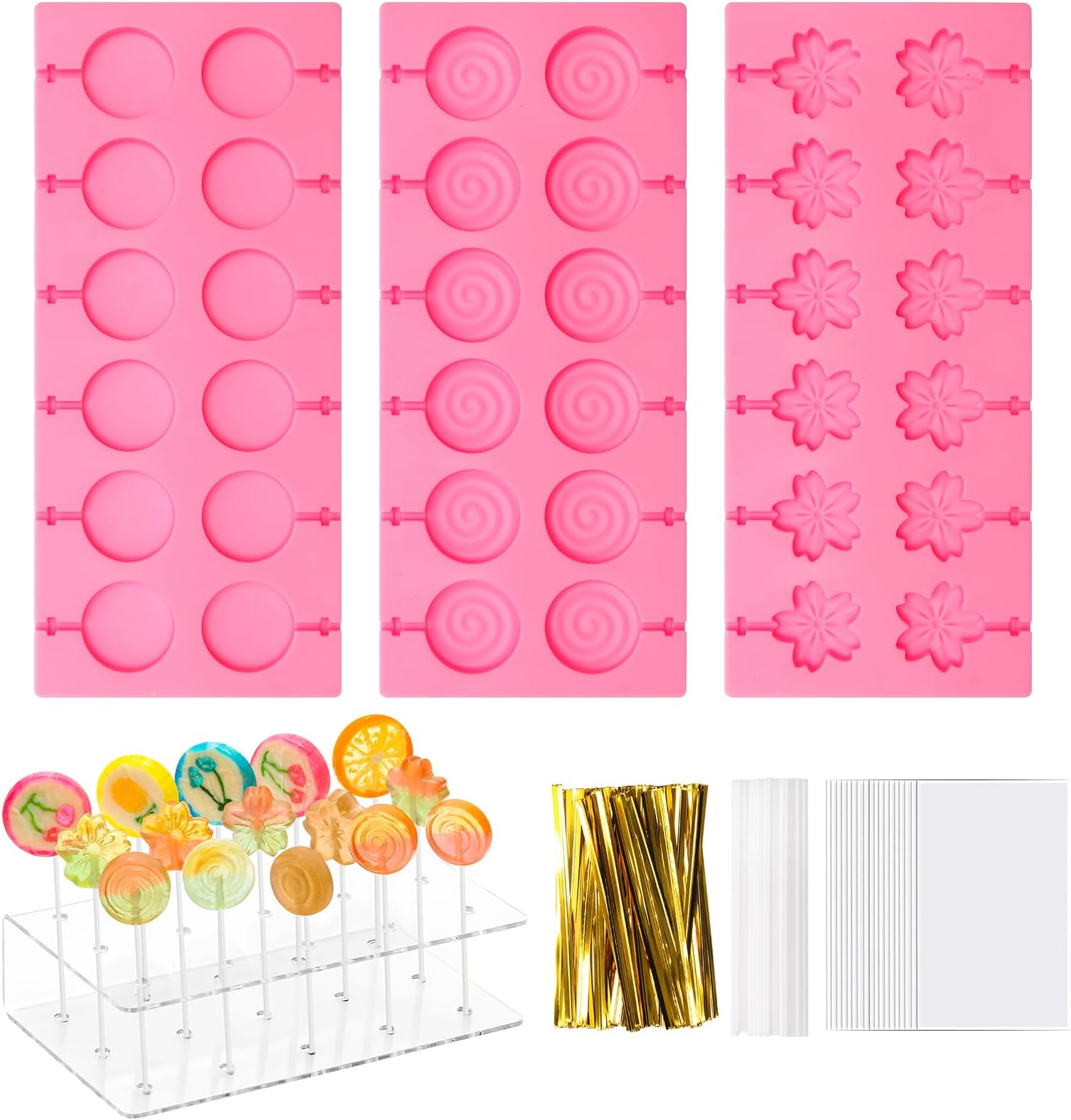 Amazon.com: 304Pcs Silicone Lollipop Molds Kit - Pink Lollipop Candy ...
