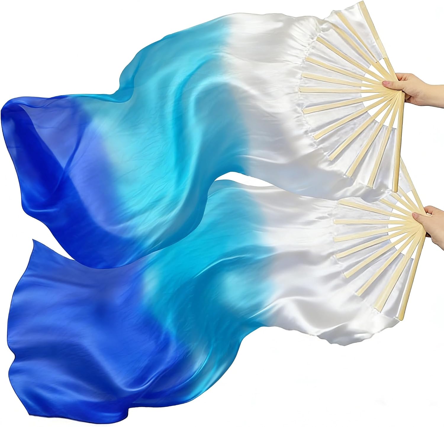 Amazon.com: Belly Dance Faux Silk Veil Fans,1 Pair(Left+Right) Women ...