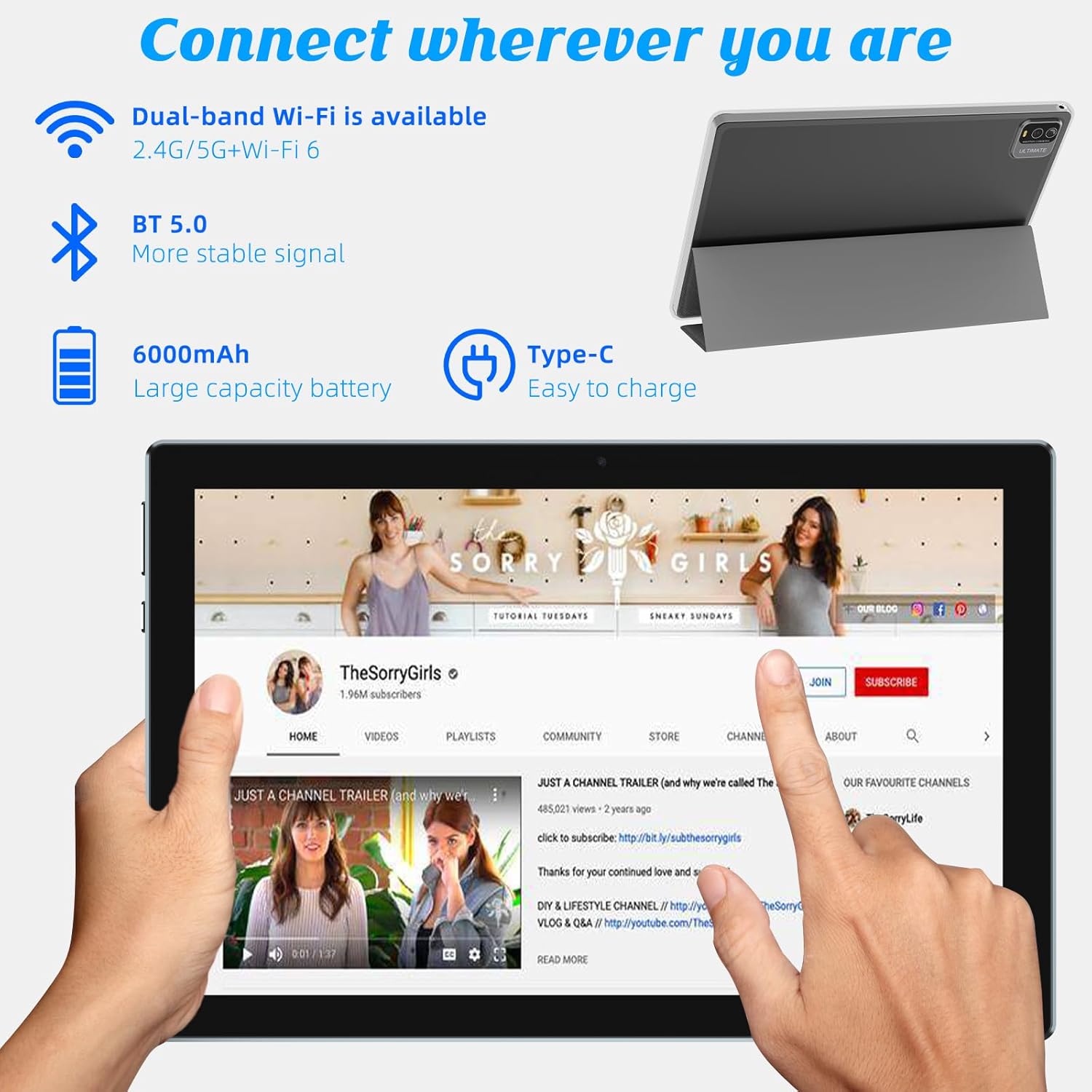 Tablet Android de 10 pulgadas, tableta 2 en 1 con teclado de 6 GB + 128 ...