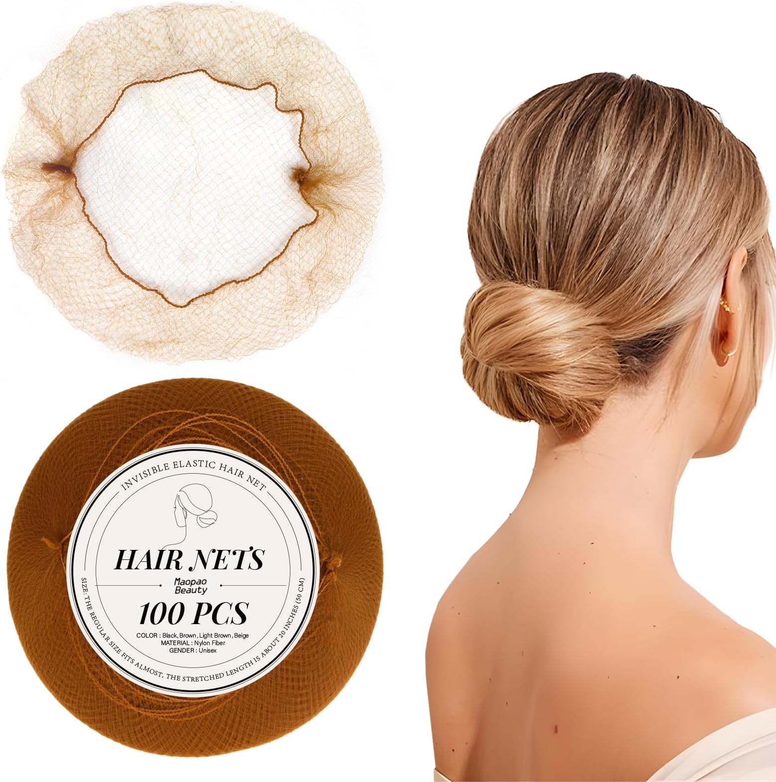 Amazon.com : Goody Hair Net, Light Brown, 3-Count (Pack of 6) : Beauty ...