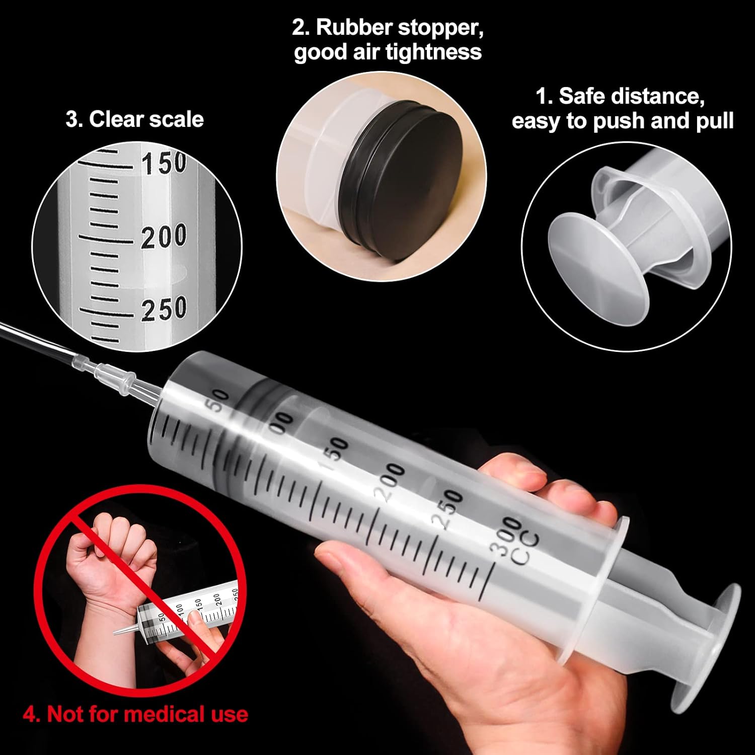 300ml Large Syringe Oil Syringe Reusable Liquid Syringe 300cc Plastic ...