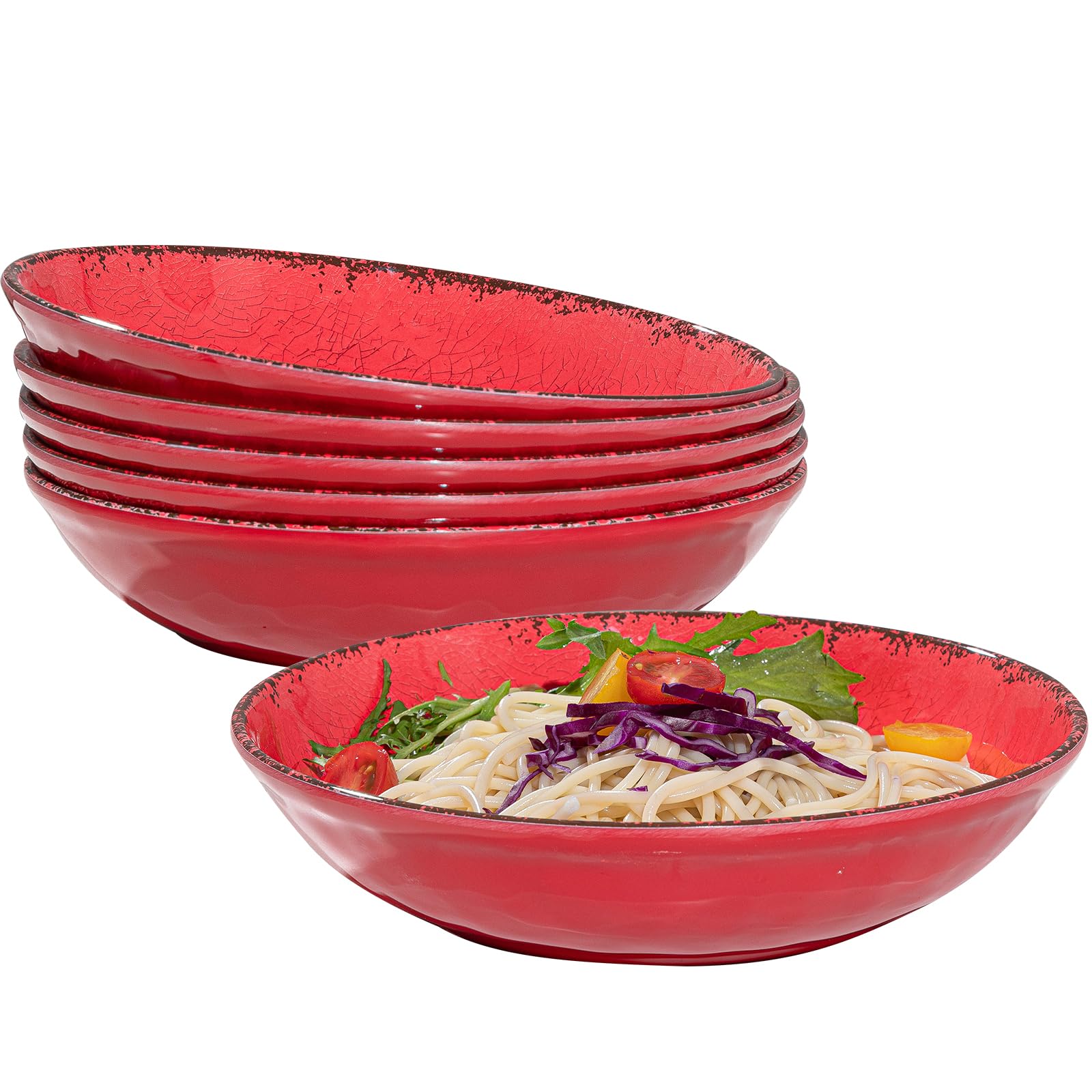 Amazon.com | ZAROCRUS Farmhouse Melamine Pasta Bowls Set of 6, 42 OZ ...