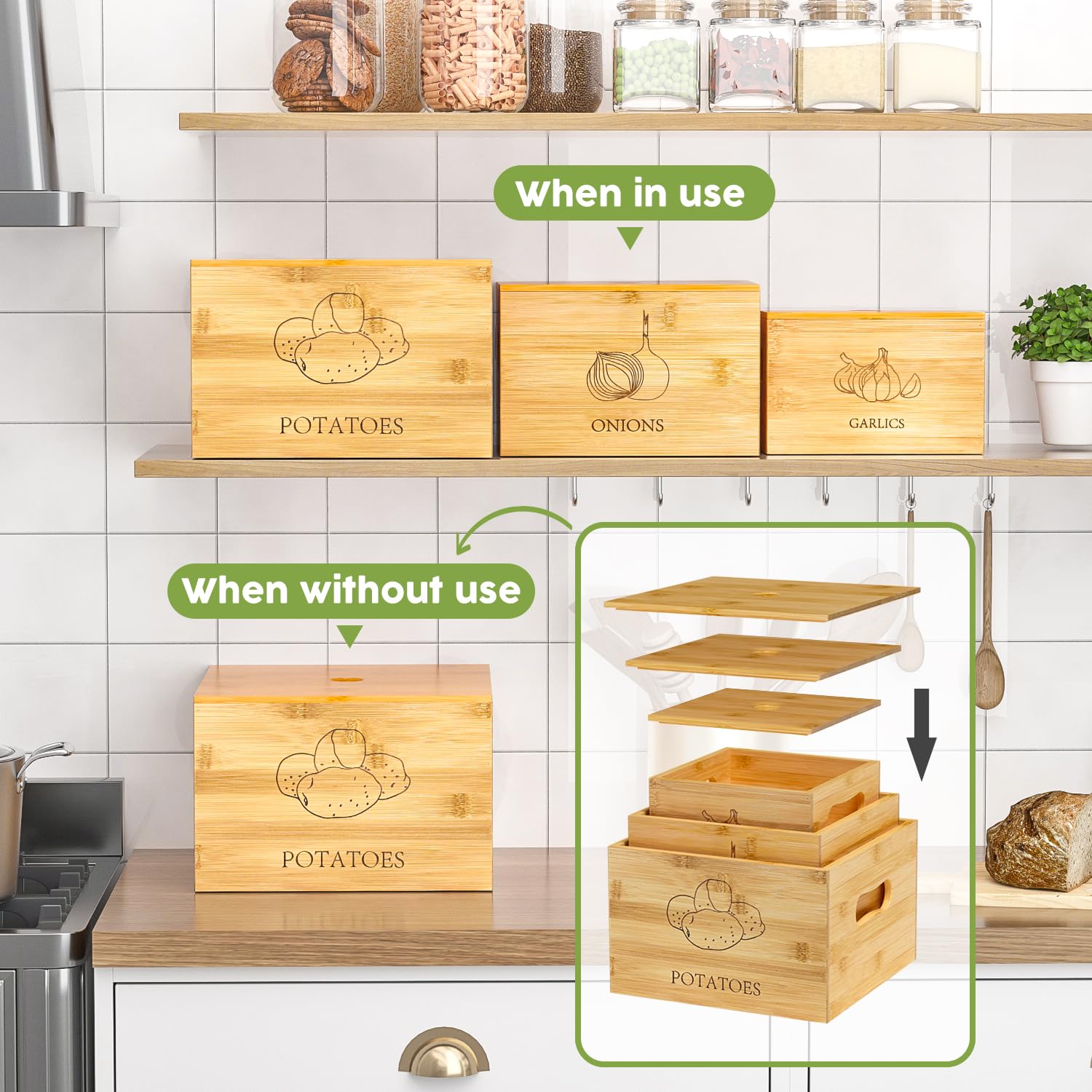 Snapklik.com : Potato And Onion Storage Bins, Premium Pantry Organizers ...