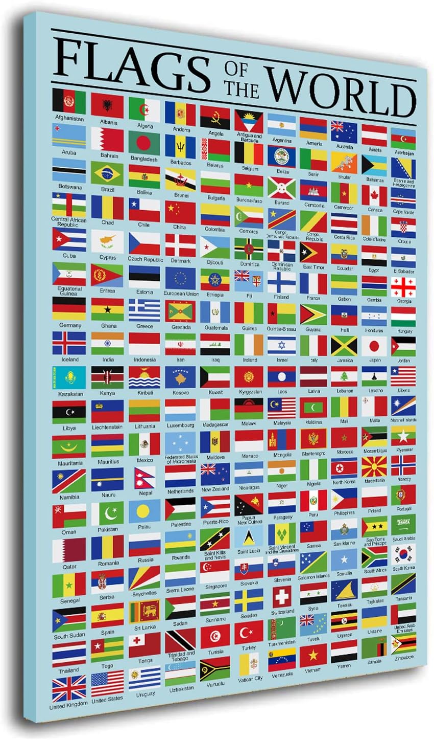 Amazon.com: Flags Of The World Canvas Wall Art Discovering the Meanings ...
