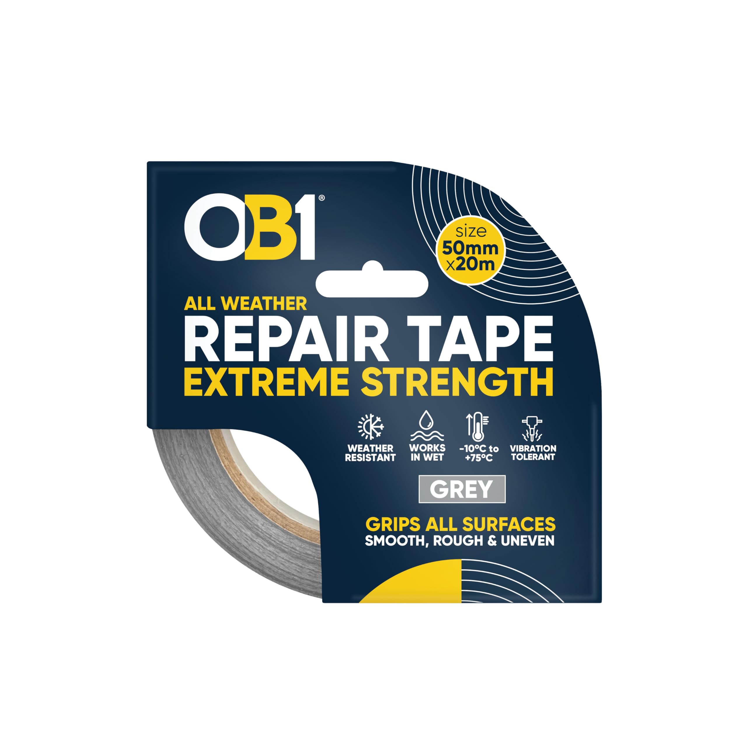 OB1 Grey All Weather Repair Tape Extreme Strength - Ultra Strong Waterproof Duct Tape - Maximum ...
