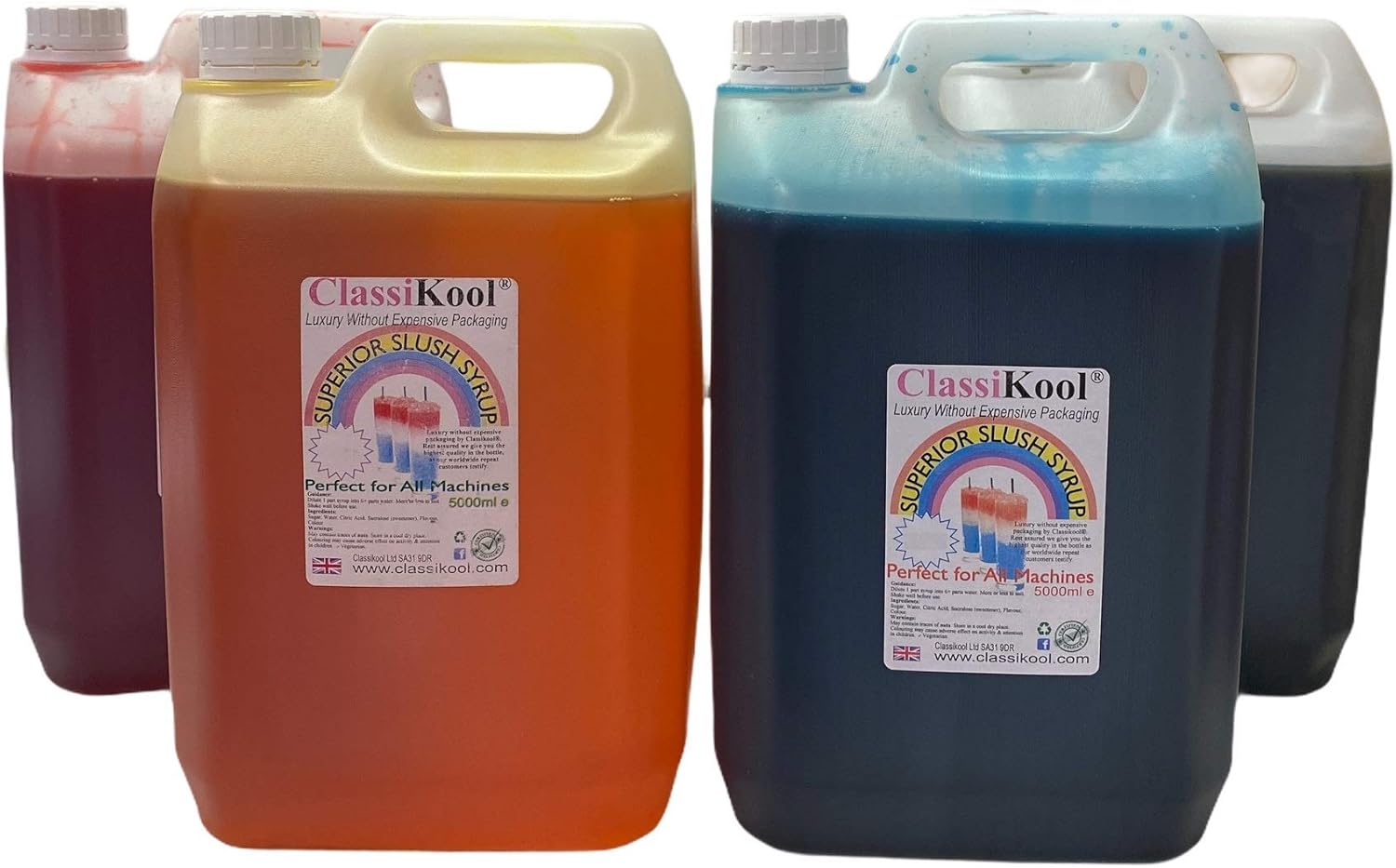 Classikool Set of 4 x 5 Litre Slushie Syrup for Slush Machines: Red ...